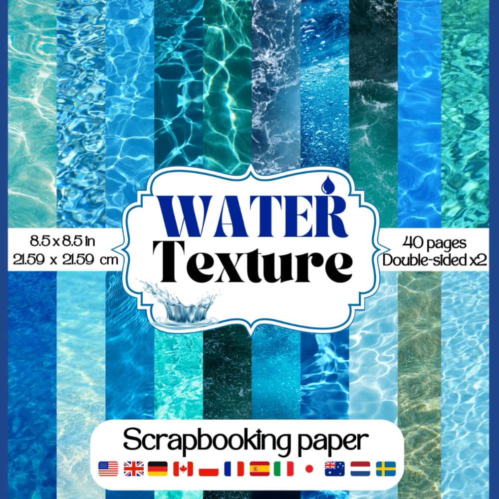 Water Scrapbook Paper: Collection of double sided water Texture craft ...