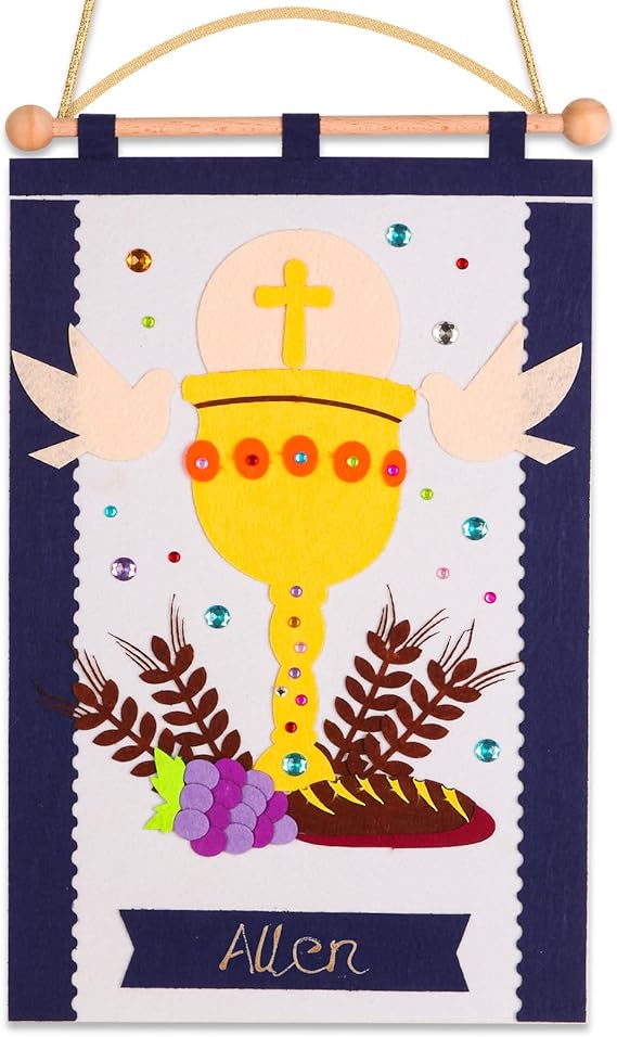 Amazon.com: First Communion Banner Kit for Boys 9 x 14 Inch First Holy ...