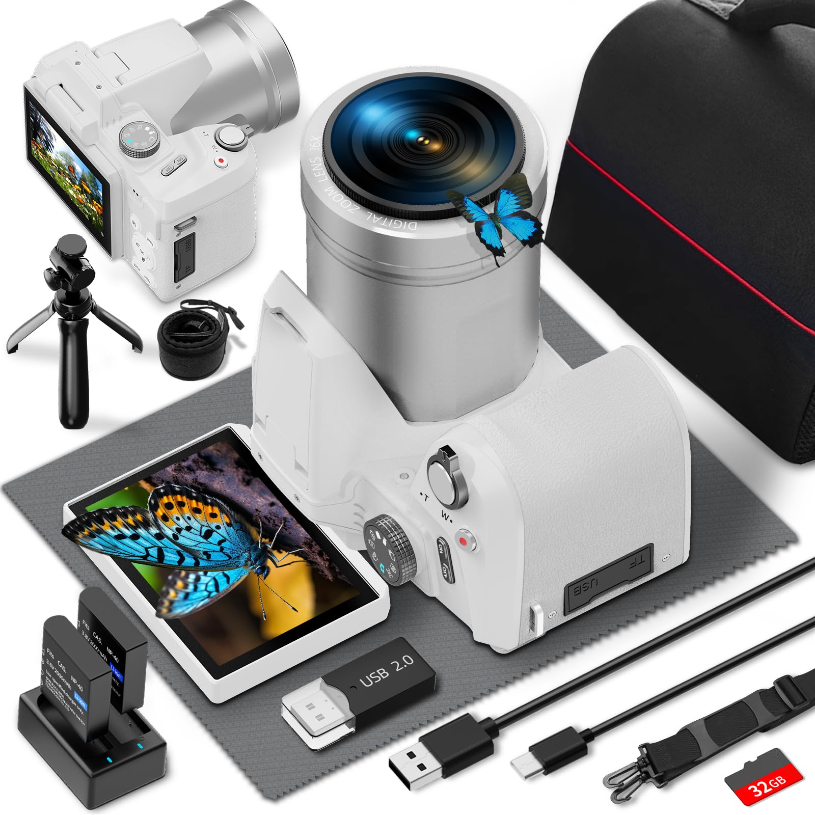 Amazon.com : Monitech 64MP 4K Digital Camera for Photography, Vlogging ...