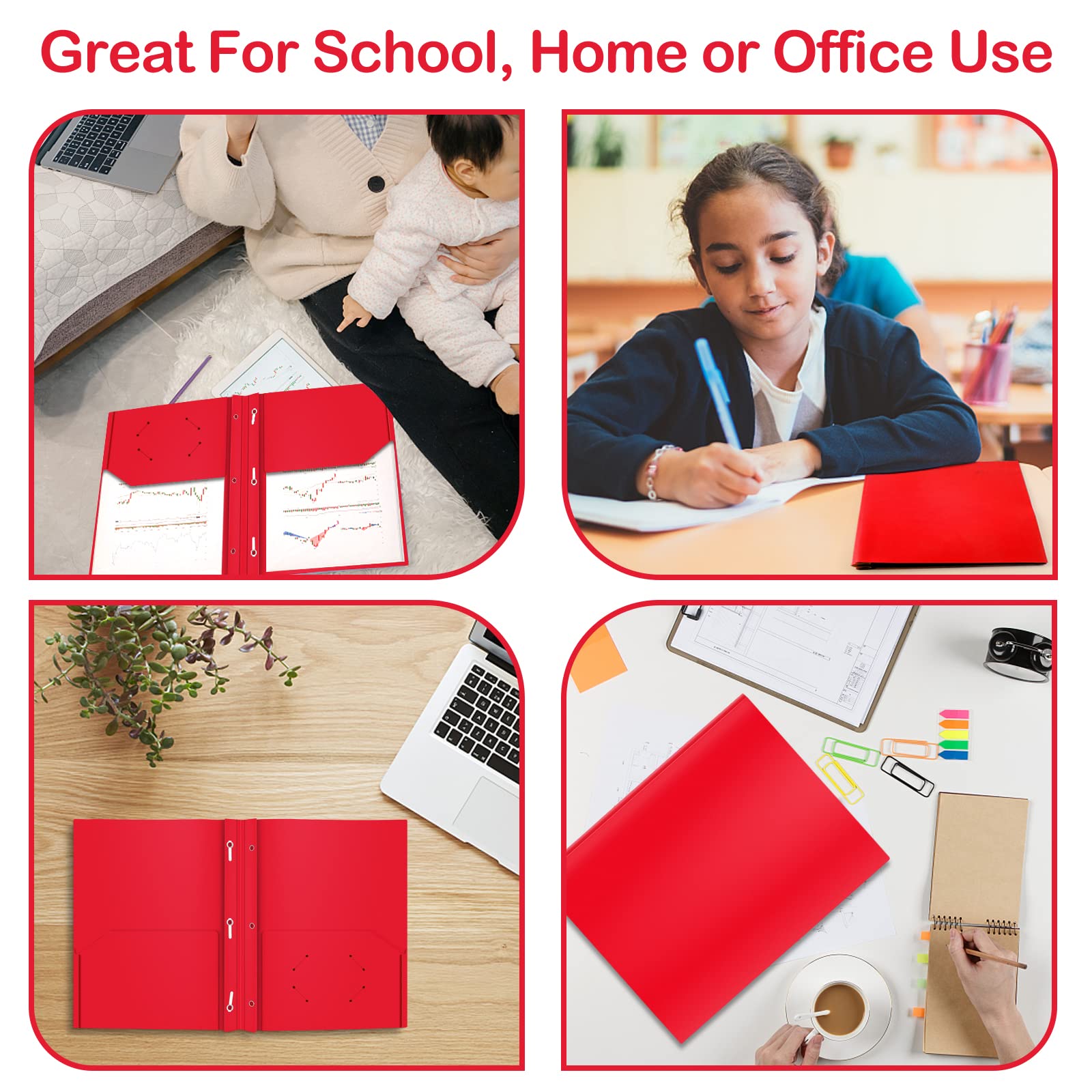 Snapklik.com : Heavy Duty Plastic Folder 12-Pack, 2 Pocket Letter Size ...