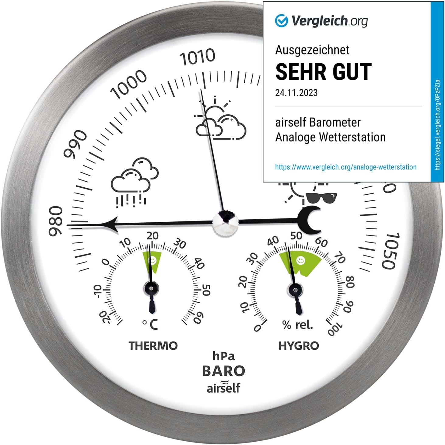 TFA Dostmann GOETHE Barometer, 29.2000.01, zur lokalen Wettervorhersage ...