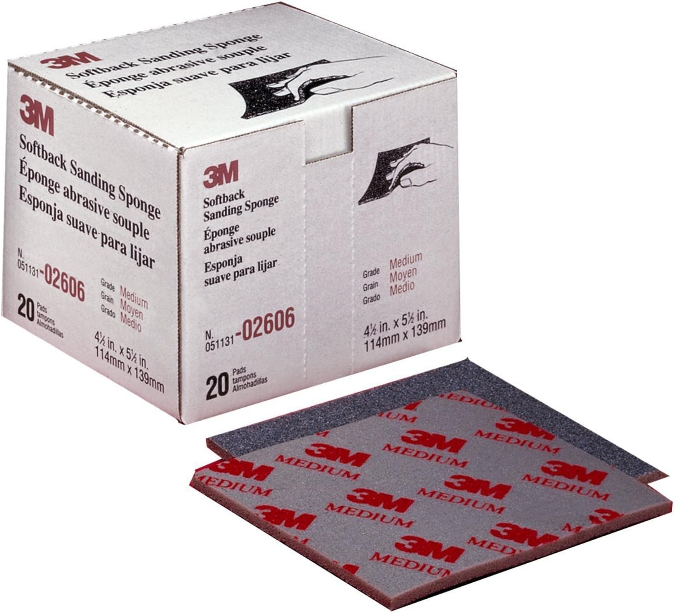 Amazon.com: 3M Softback Sanding Sponge, 02604, 4 1/2 in x 5 1/2 in ...