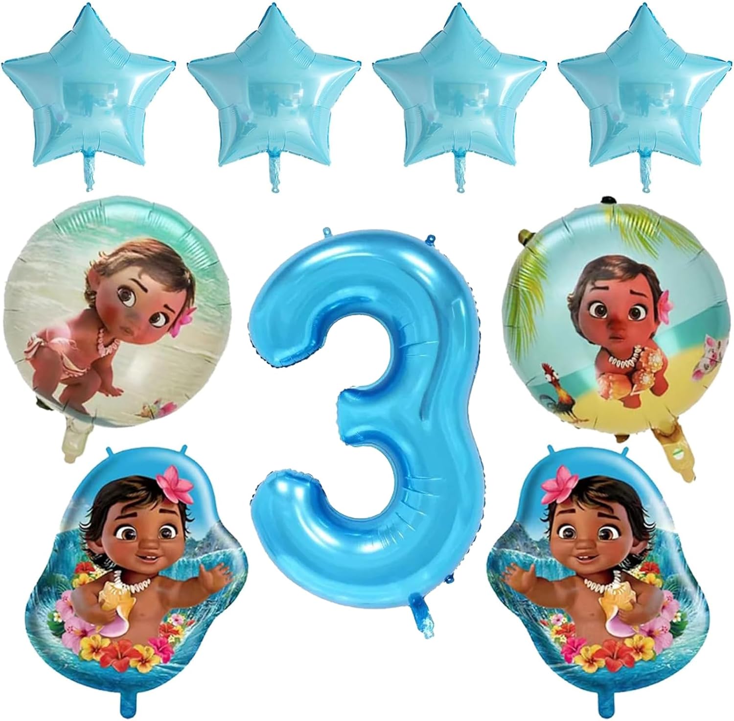 Amazon.com: Moana Baby 3 Birthday Balloons, Moana Baby Aluminum Foil ...
