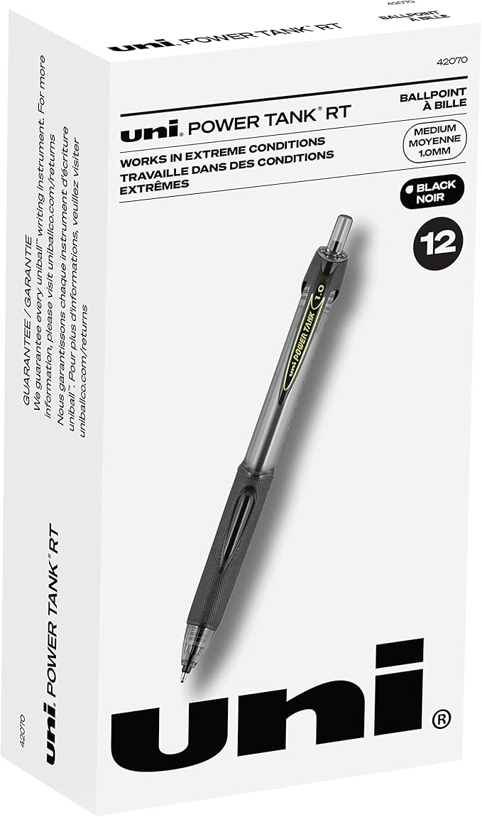uni-ball POWER TANK Pen Ballpoint, Retractable Ball Point Pen Black ...