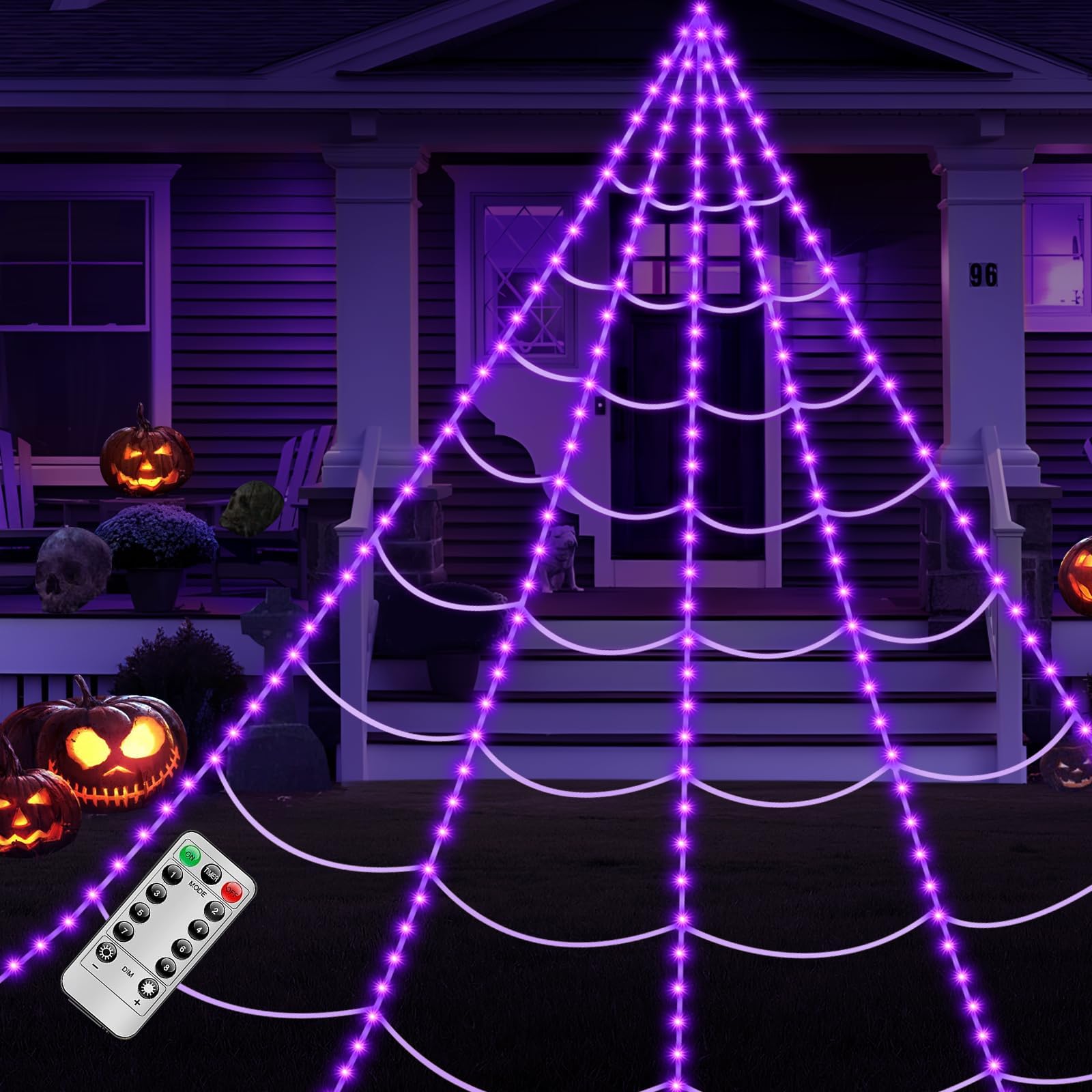 Amazon.com: Brighter Spider Web Lights Halloween Decorations Outdoor ...