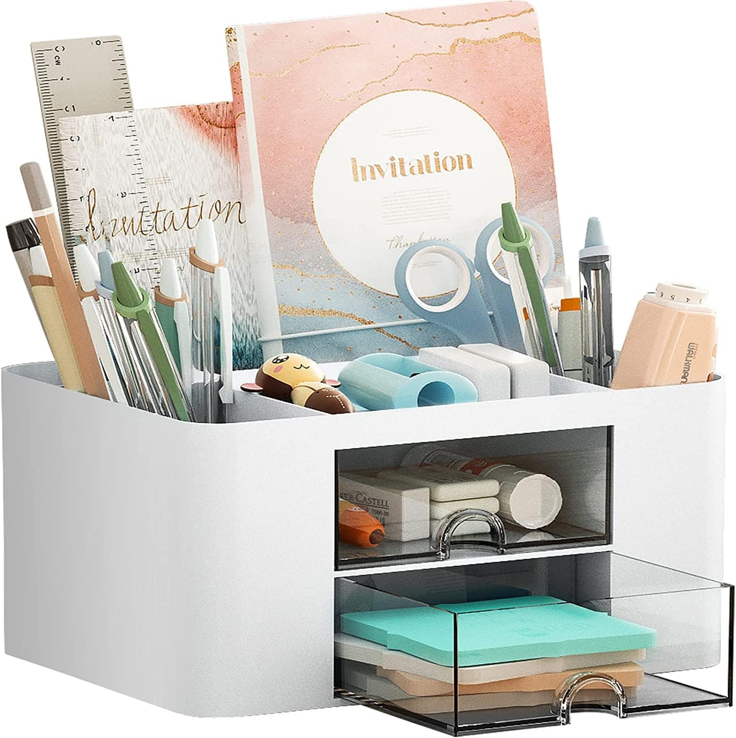 AUMA Desk Organizer with Drawer, Multi-Functional Pencil Holder for ...