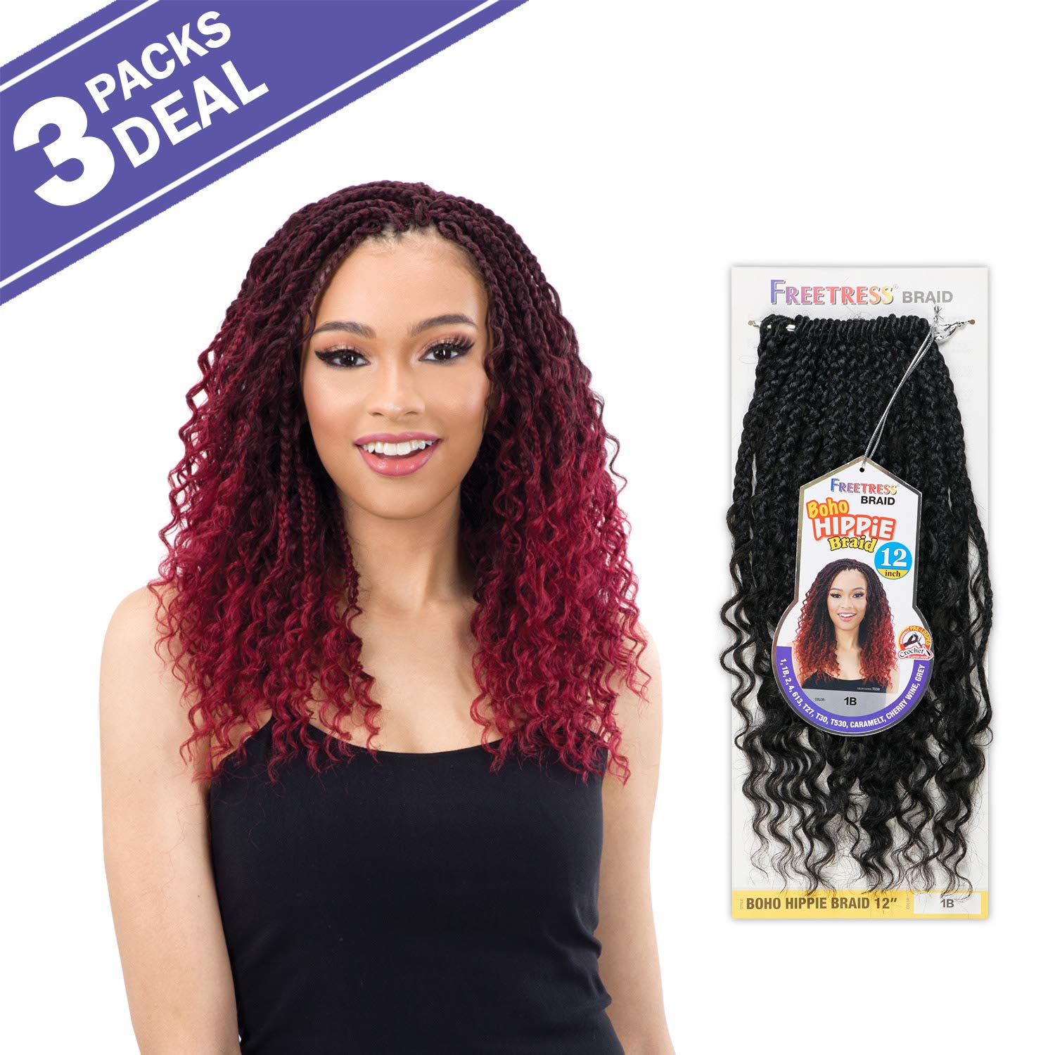 Snapklik.com : FreeTress Crochet Braids Boho Hippie Braid 12"