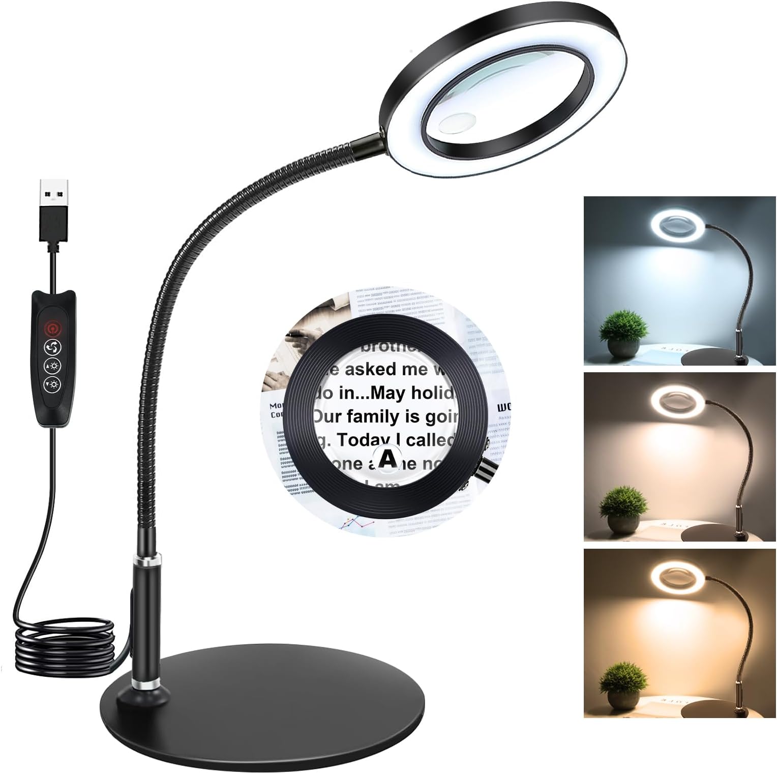 ARTDOT 10 x Magnifying Glass with Light and Stand, Magnifying Lamp with ...