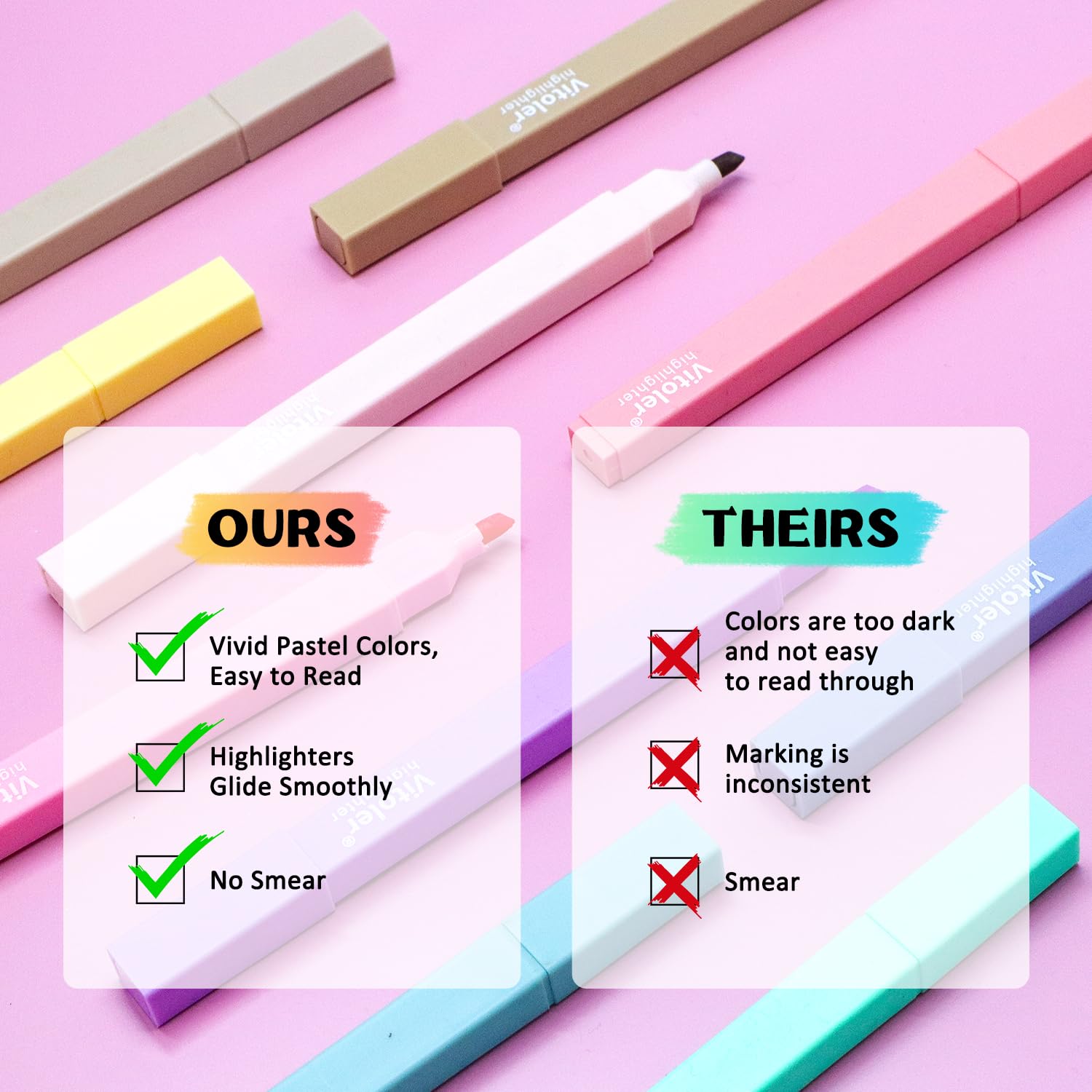 Snapklik.com : Vitoler 10 Pack Aesthetic Highlighters Soft Chisel Tip ...
