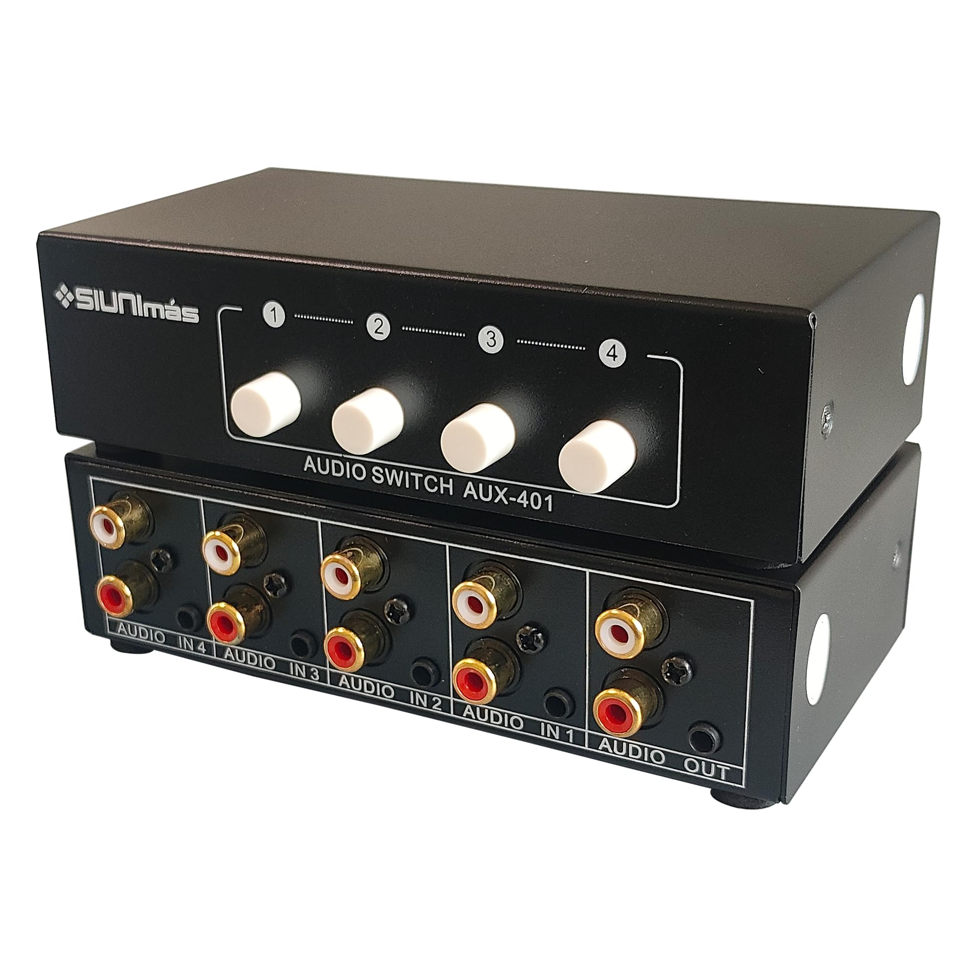 Amazon.com: SIUNIMAS 4-in 1-Out RCA and 3.5mm Aux Audio Switching Box 4 ...