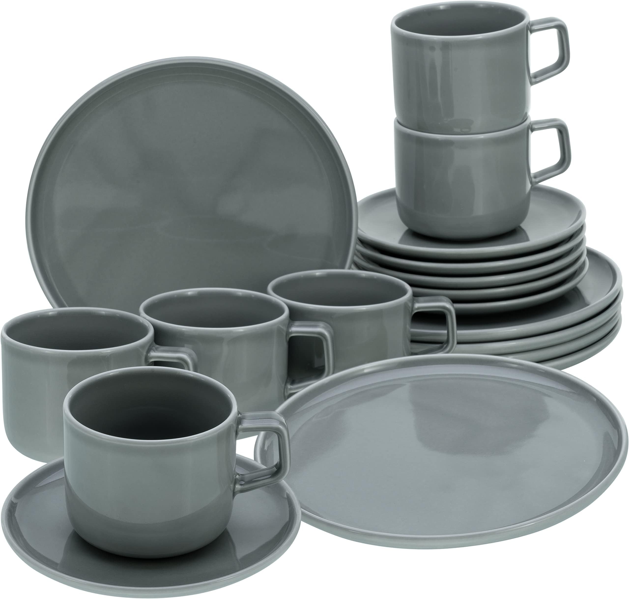 CreaTable, 16734, Serie Chef Collection, 18-teiliges Geschirrset, Kaffeeservice aus Porzellan ...