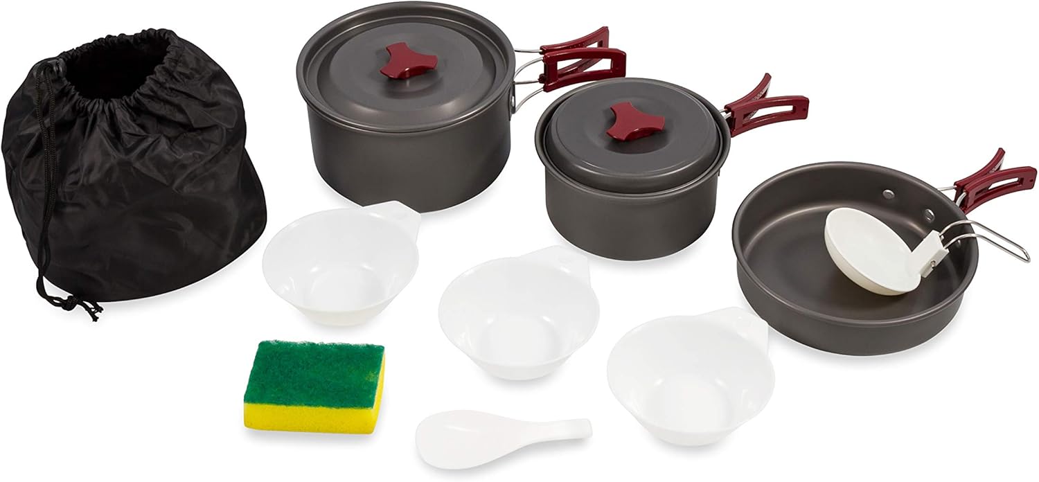 Amazon.com: Camco Outdoor Nesting Cookware Set with Folding Handles for ...