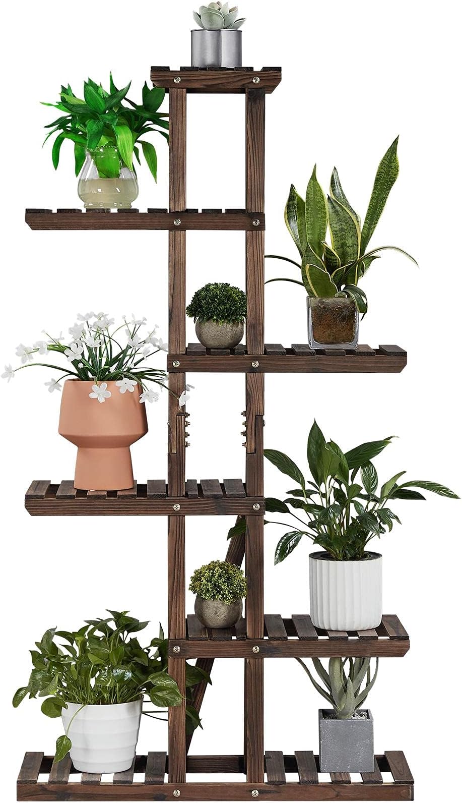 Yaheetech Scaffale Porta Piante Vasi Fiori in Legno con Ruote 9 Ripiani ...