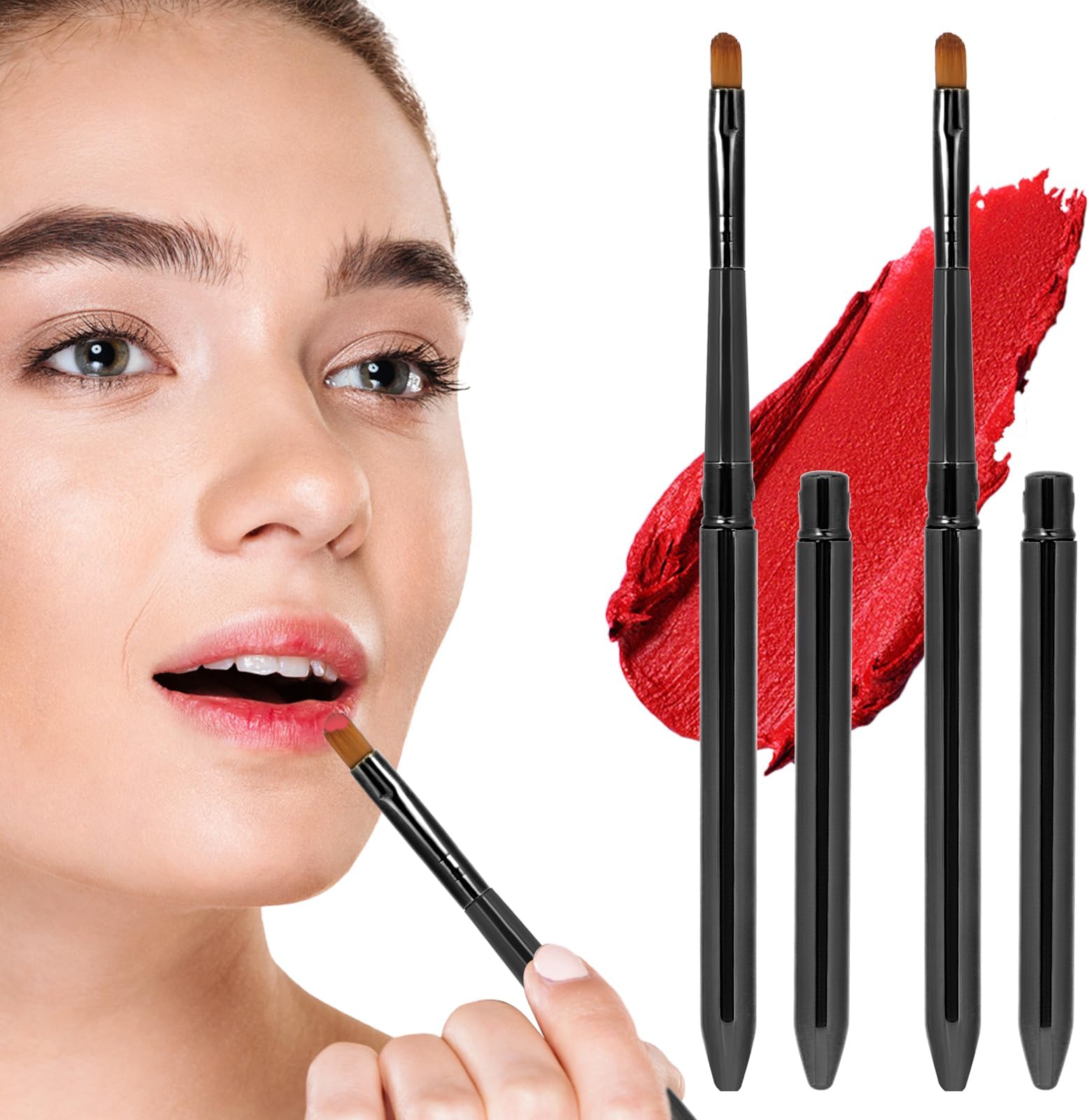 Amazon.com: 2 Pack Retractable Lip Brush for Lipstick Lip Gloss Double-Ended Lip Makeup Brushes ...