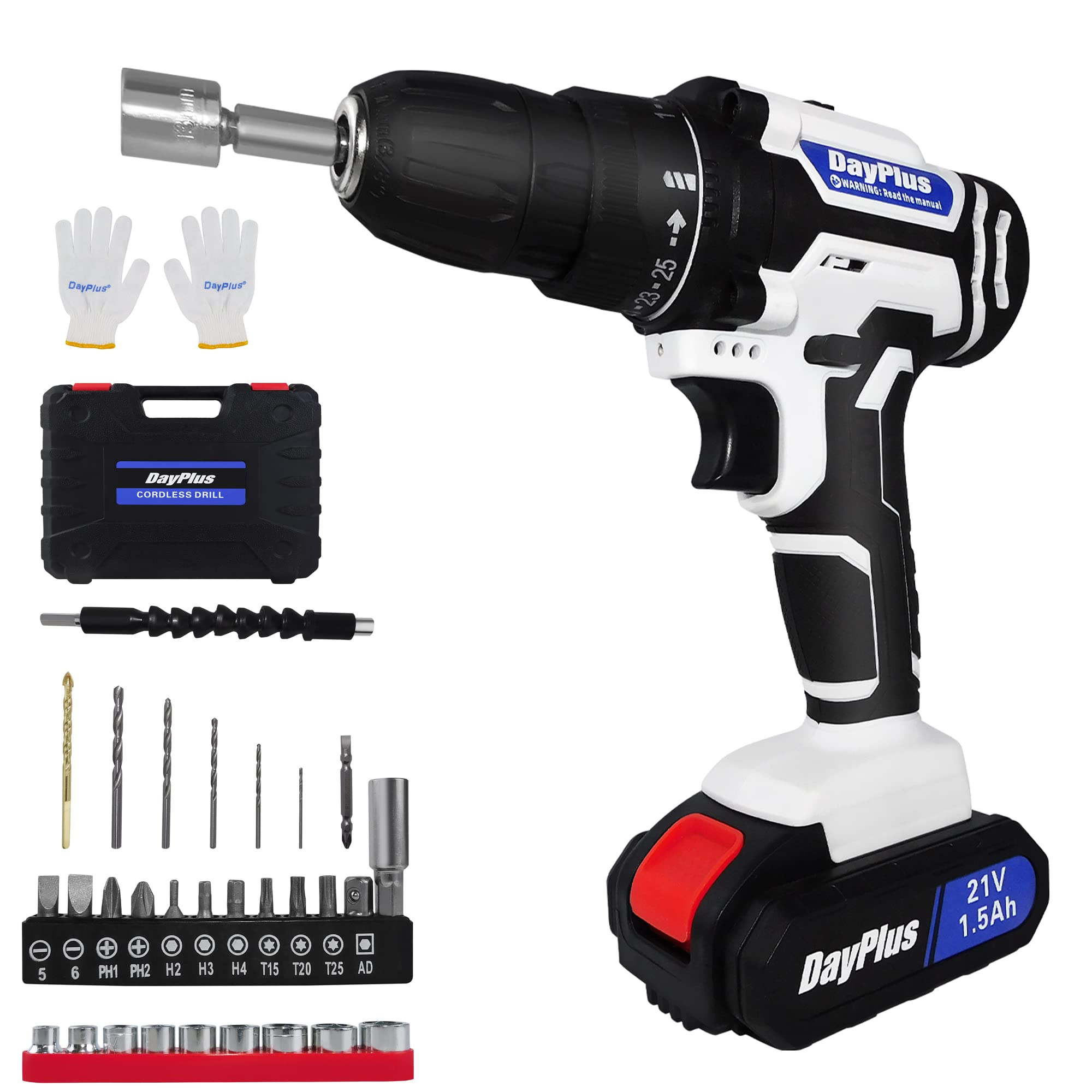 Amazon.com: Cordless Drill Set, 21V Lithium-Ion Cordless Power Drill, 0 ...