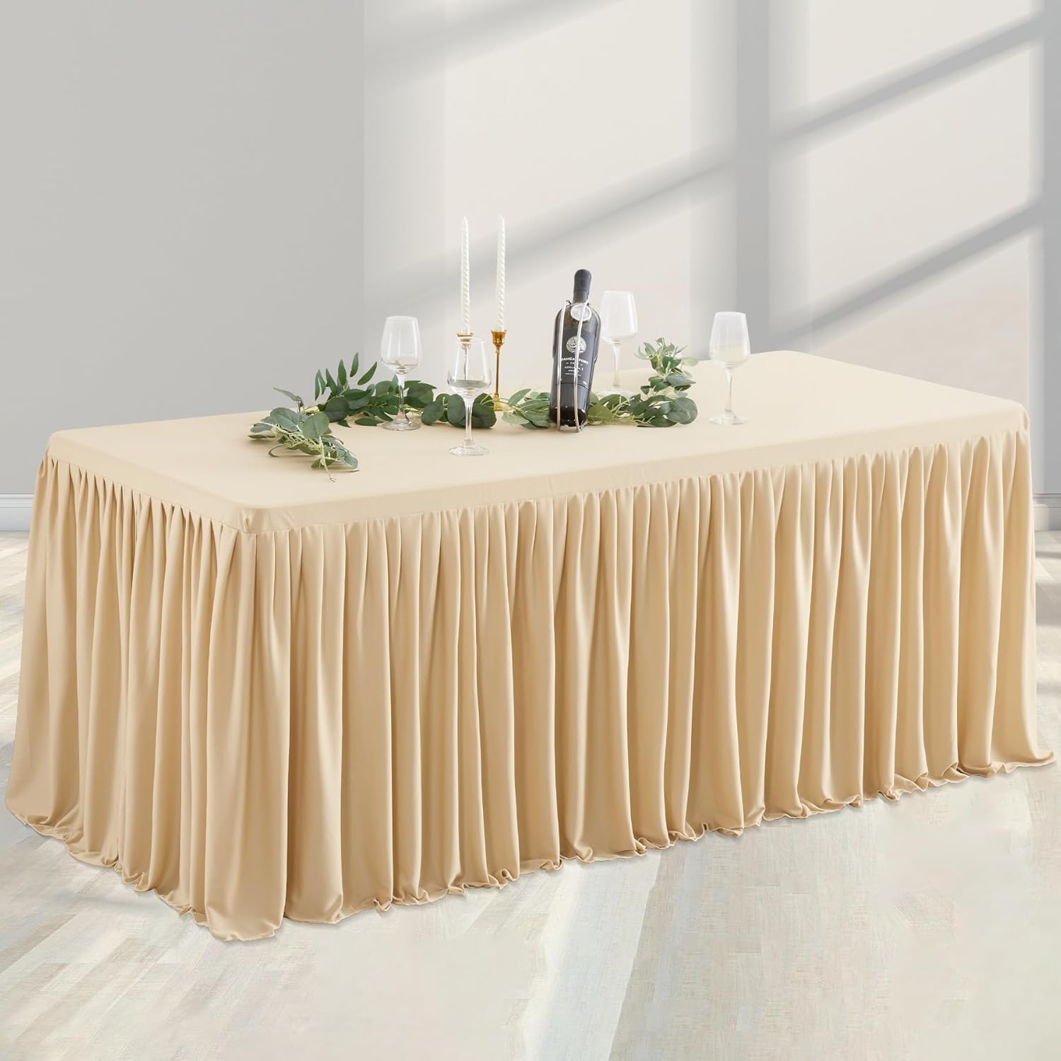 Amazon.com: Party Talk Champagne Polyester Tablecloth for Rectangle ...