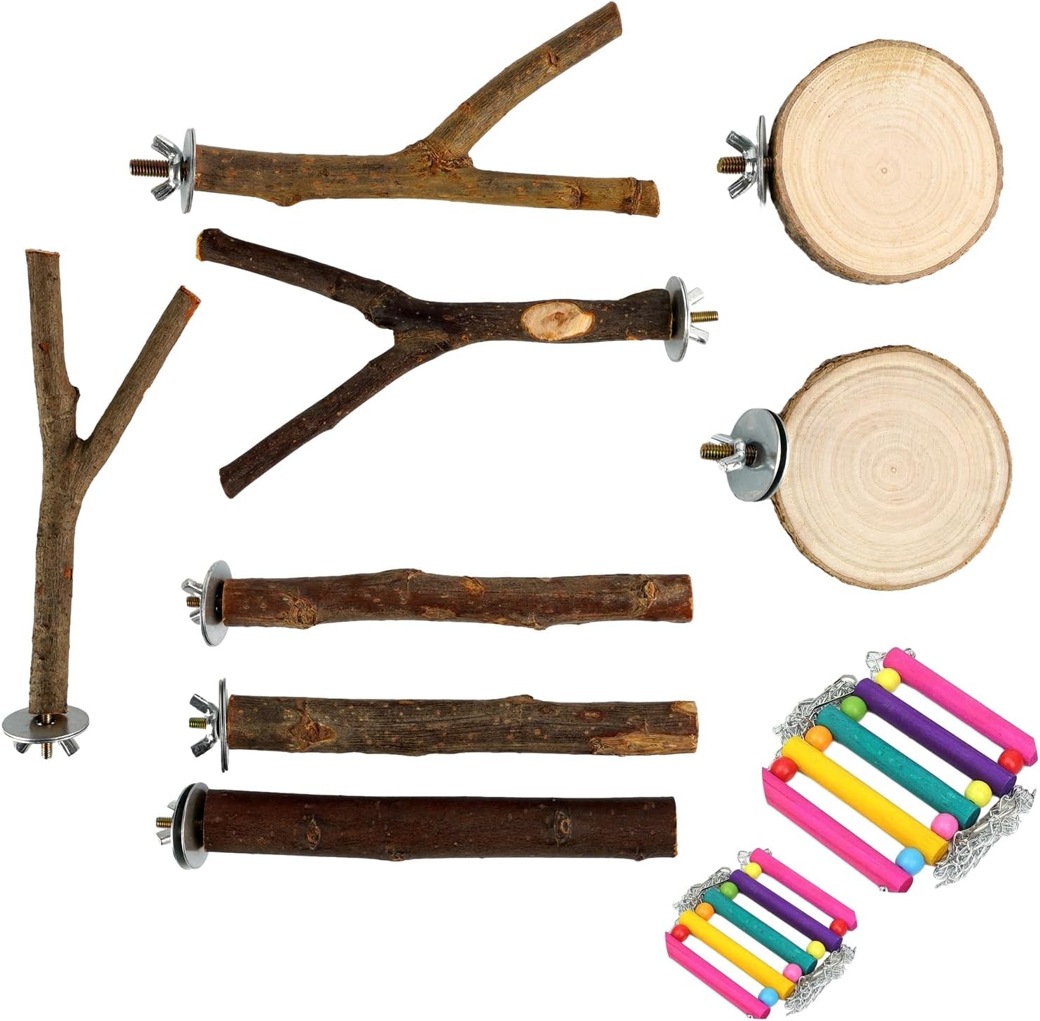 Amazon.com: Ytuaebni 10 Pcs Natural Wood Bird Perch All Bird Toys ...