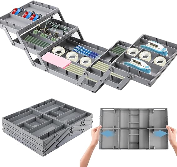 Amazon.com: Ysglory 3 Tier Drawer Organizer Smart Collapsible Desk ...