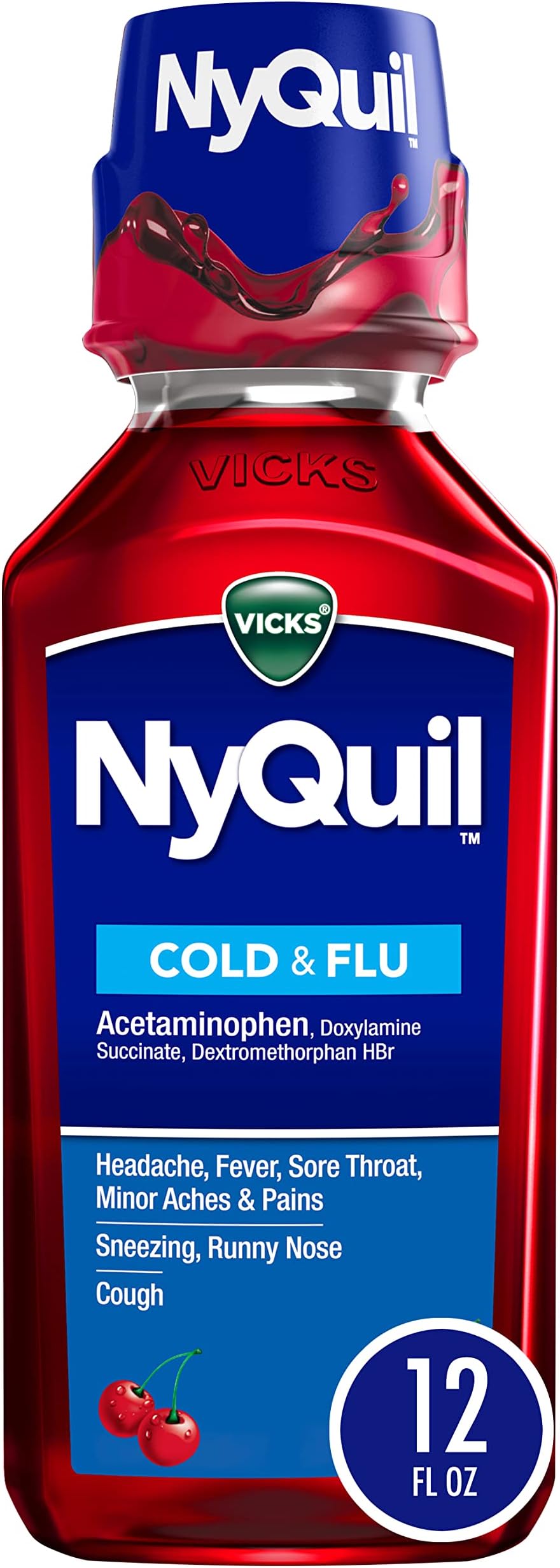 Amazon.com: Vicks NyQuil Cold and Flu Relief Liquid Medicine, Powerful ...