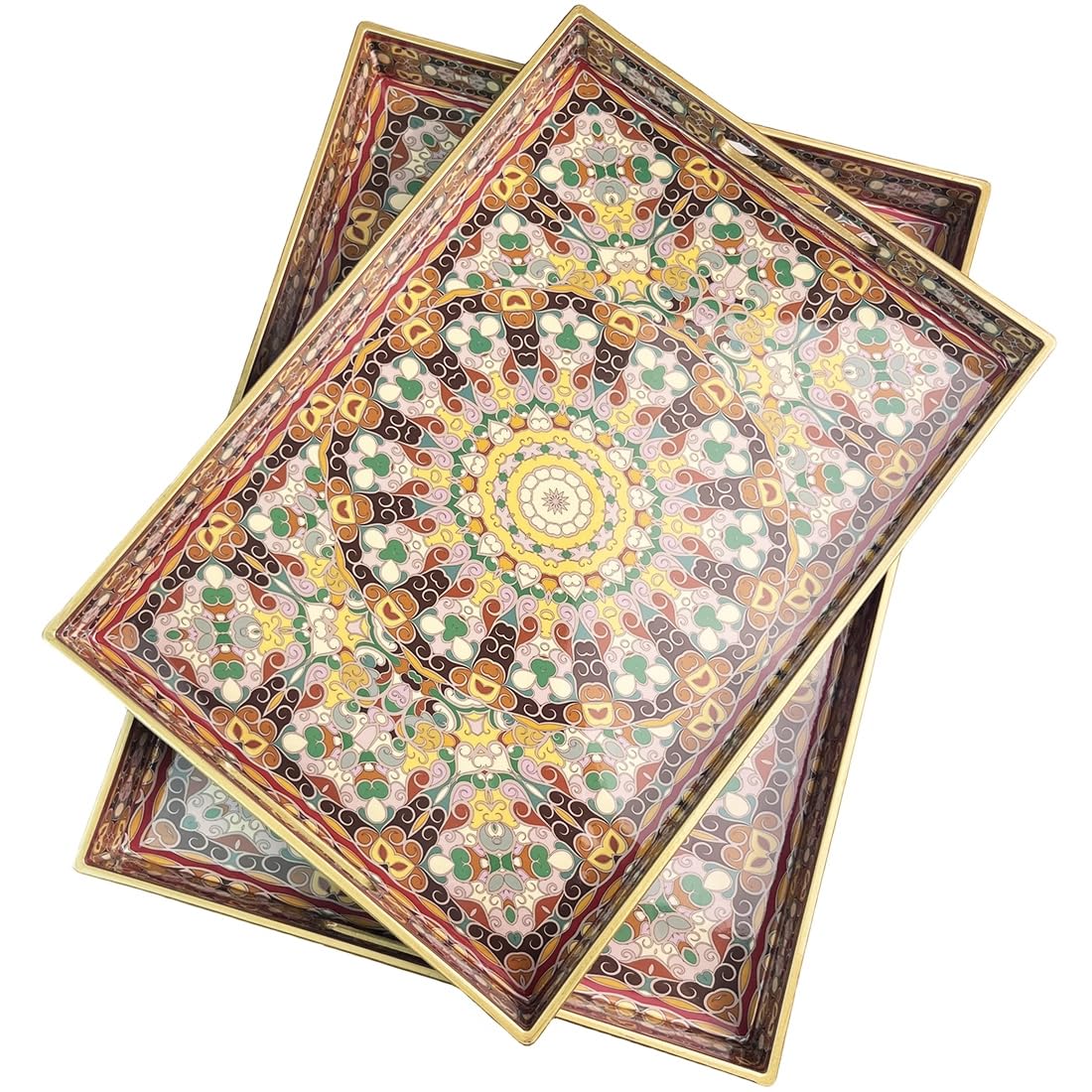 Amazon.com: Umisriro 2pcs Boho Red Decorative Serving Tray, Modern ...