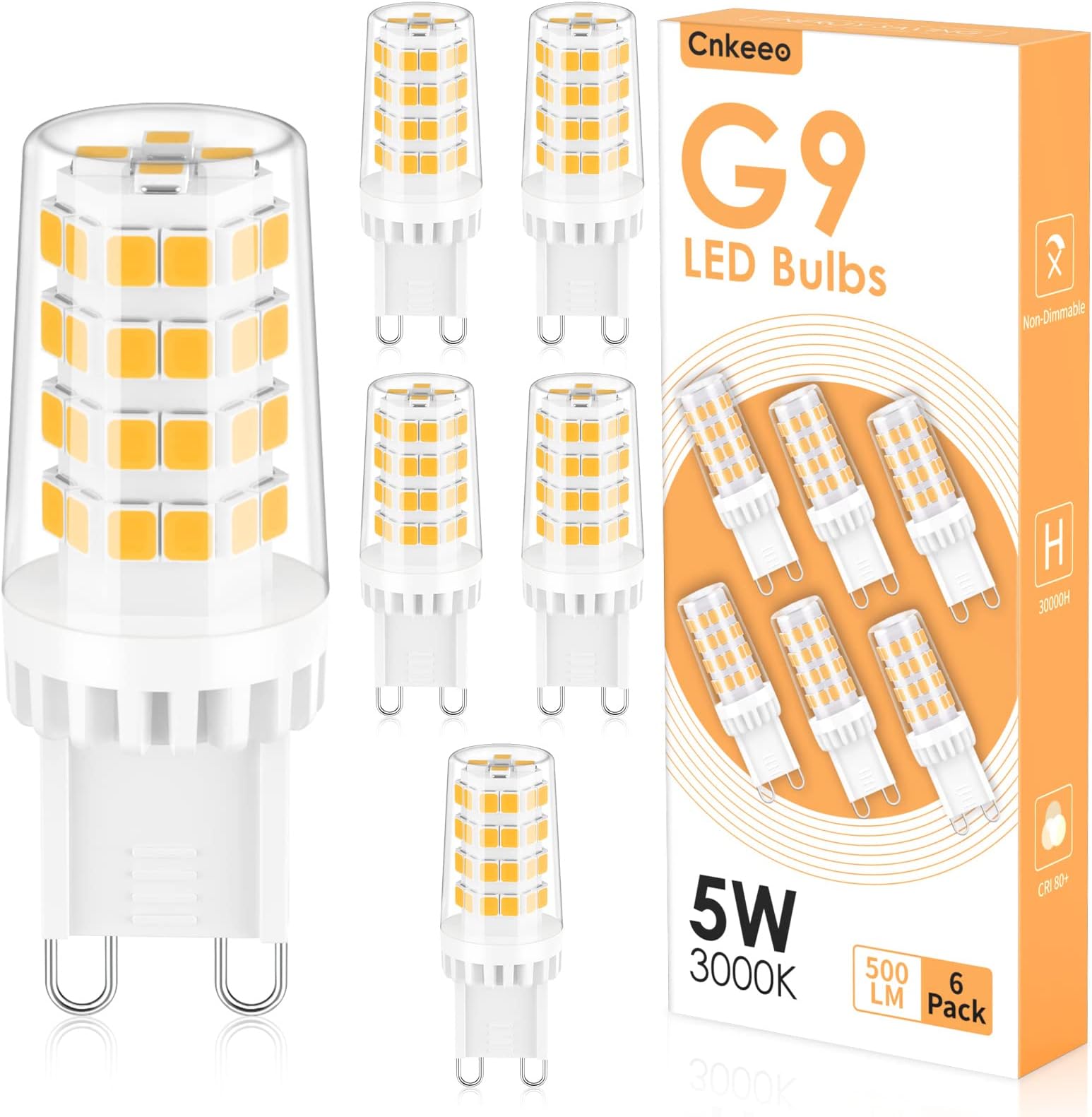 Cnkeeo G9 LED Bulbs, 5W 500LM Warm White 3000K, 50W Halogen Blub ...
