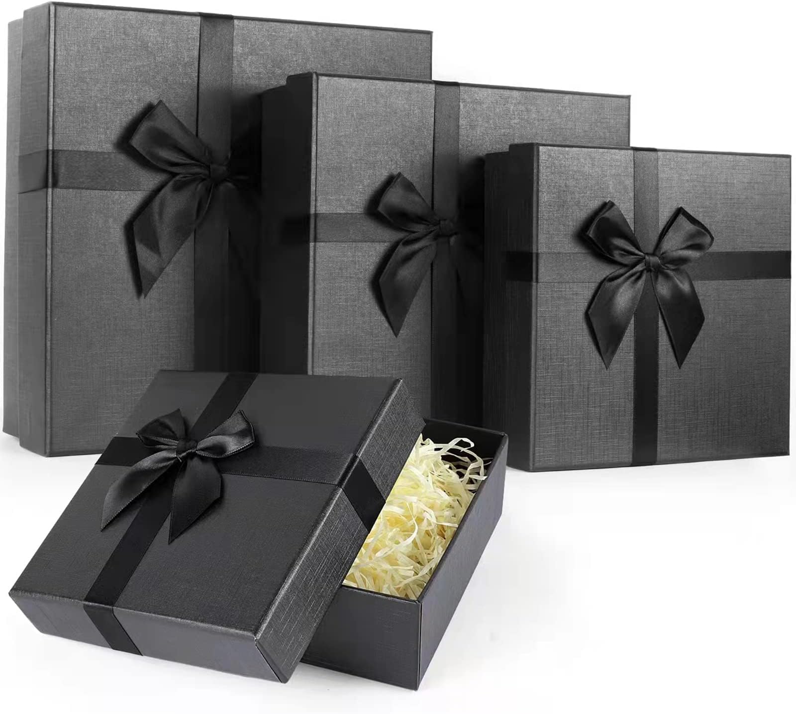 Amazon.com: Black Gift Boxes for Presents, Set of 4 Nesting Gift Boxes ...