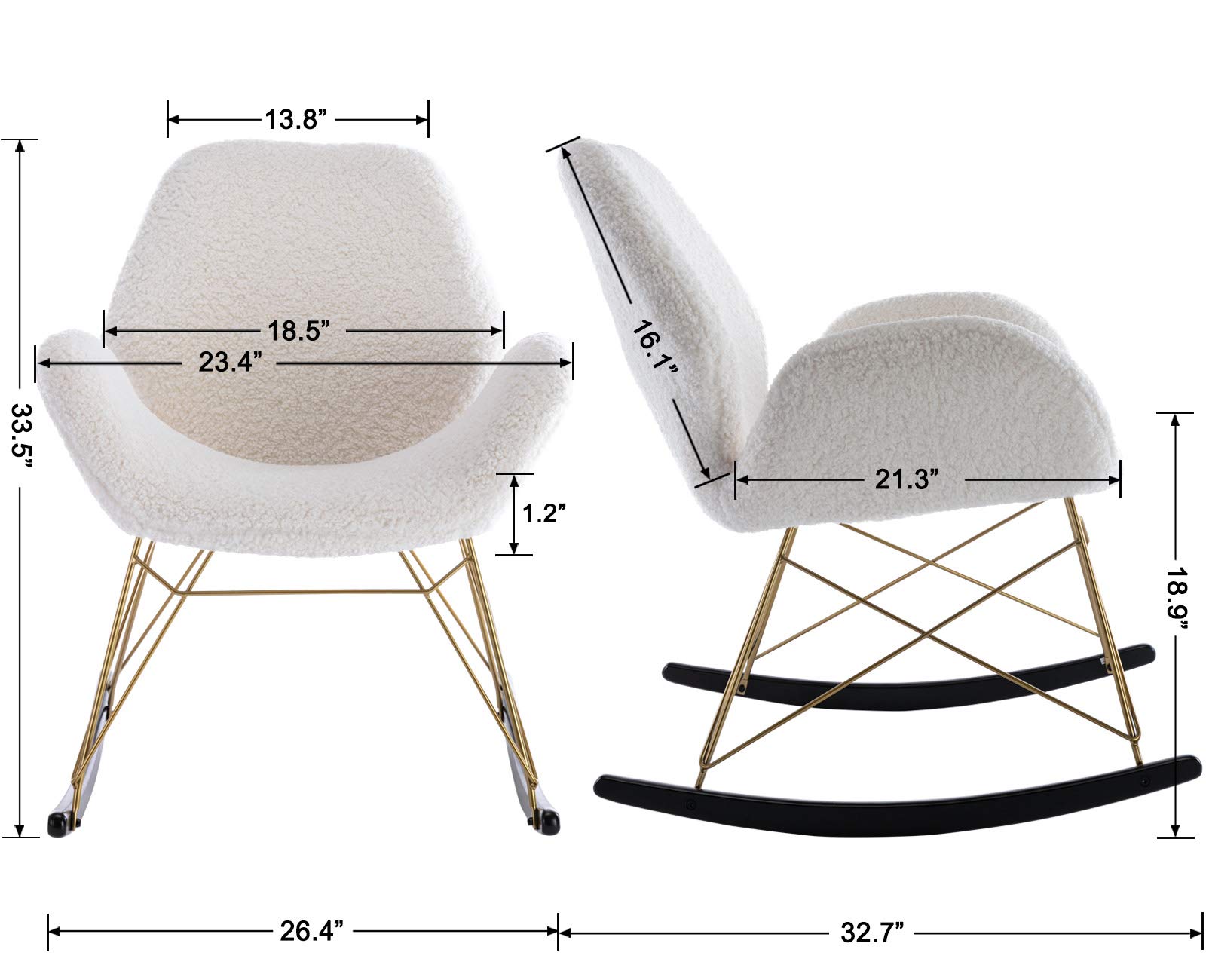 Chairus Modern Rocking Chair Living Room Accent Chair Lamb Wool ...