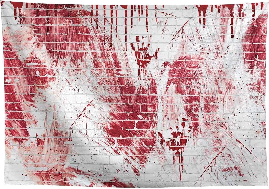Allenjoy 10x8ft Bloody White Brick Wall Backdrop for Halloween Festival ...