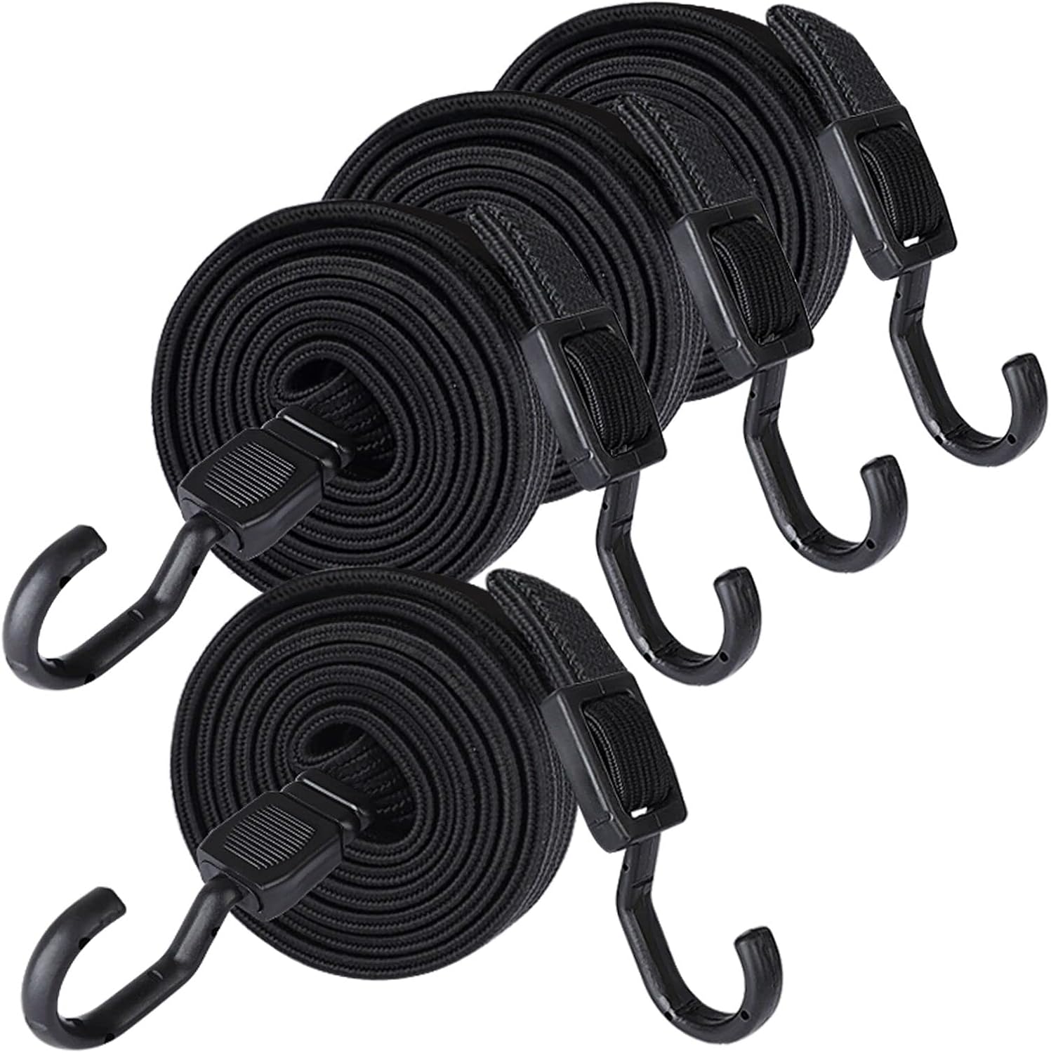 Adjustable Flat Bungee Cord,Black 4 Pack 3.3 Ft Bungee Cord Elastic ...