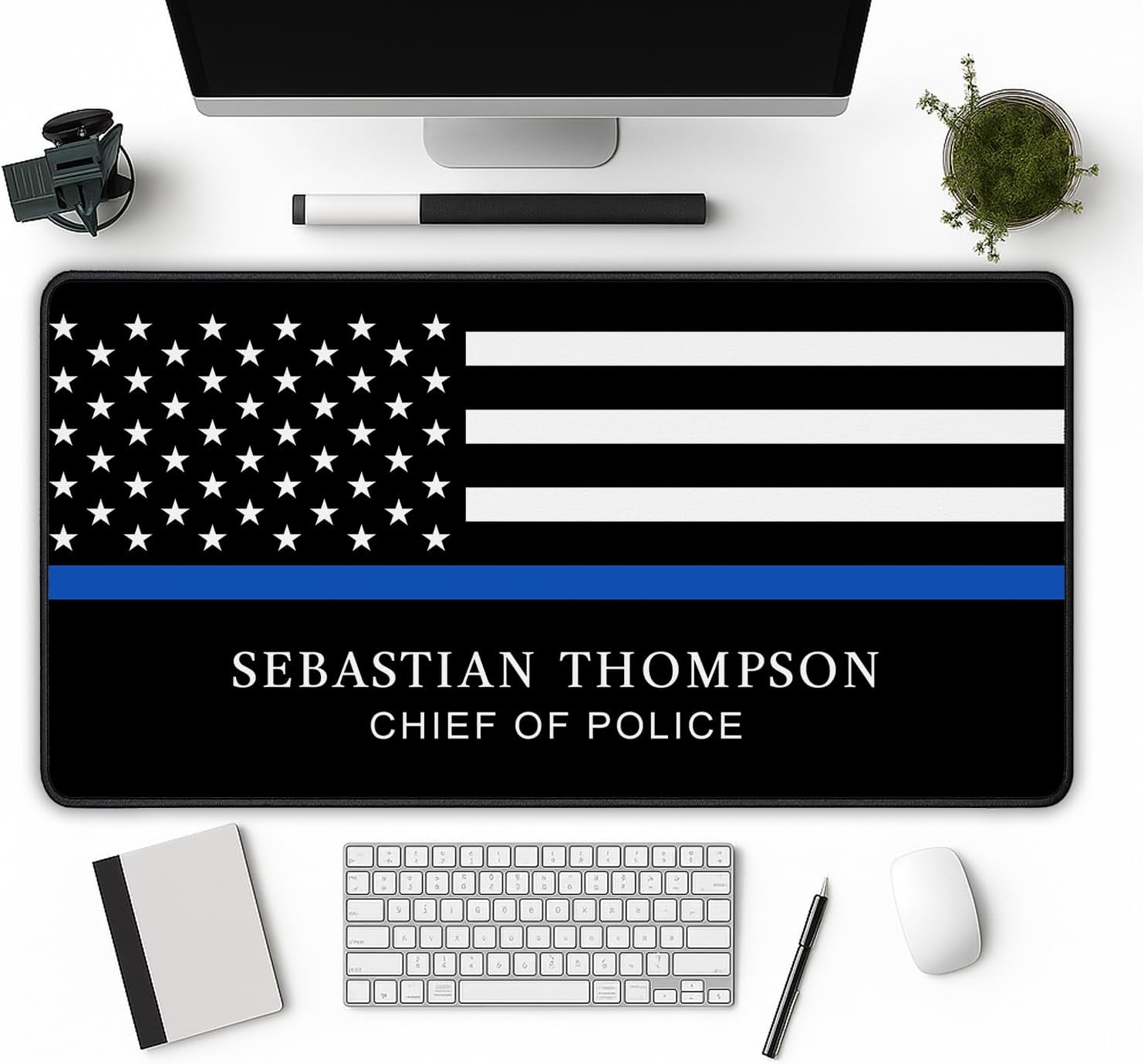 Amazon.com: Personalized Police Officer Mouse Pad with Flag – Custom ...
