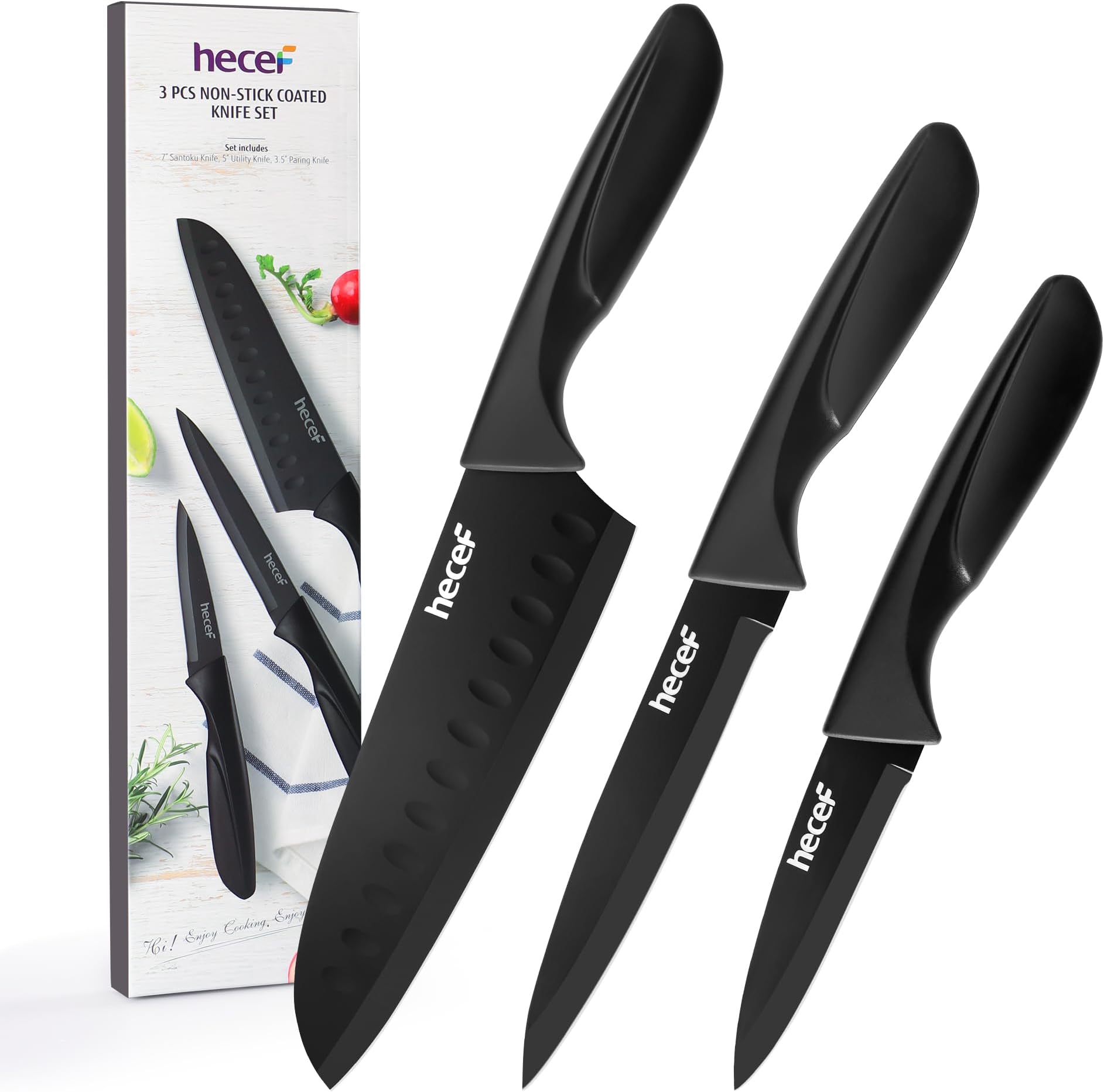 Amazon.com: Dsmile 4 PCS Kitchen Knife Set,Black Stainless Steel Knives ...
