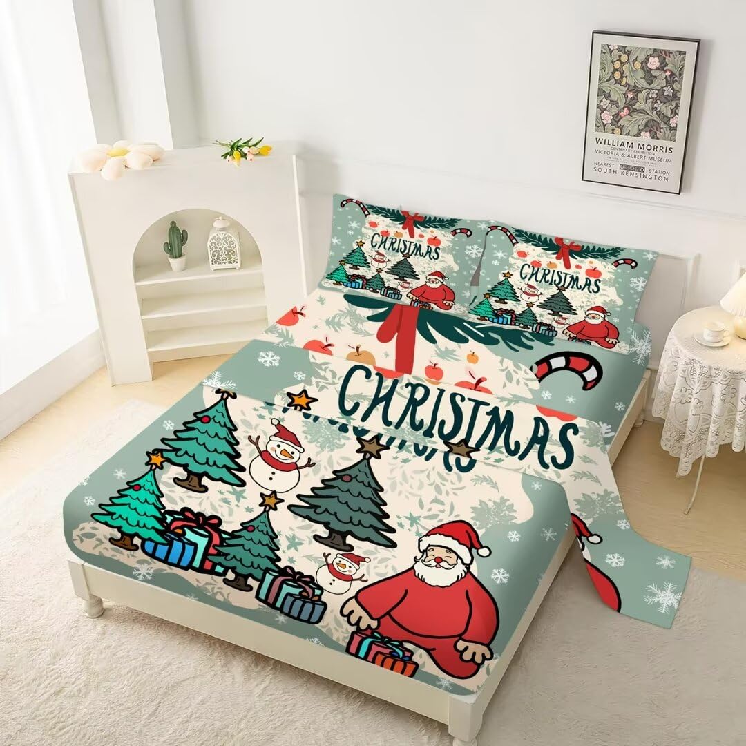 Amazon.com: VTKON Christmas Sheets Twin Soft Microfiber Pattern Bed ...