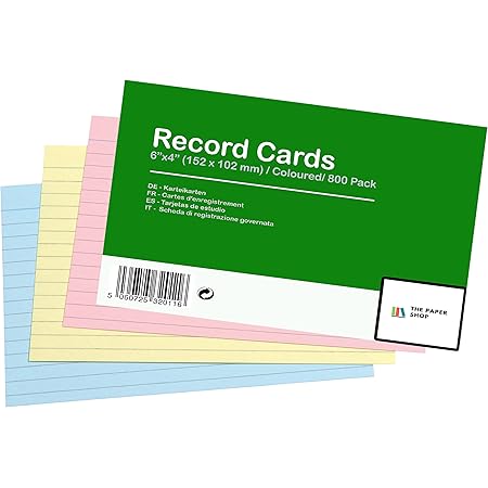 [400 Pack] Revision Cards 6x4 White Record Cards FlashCards Ruled (6”x ...