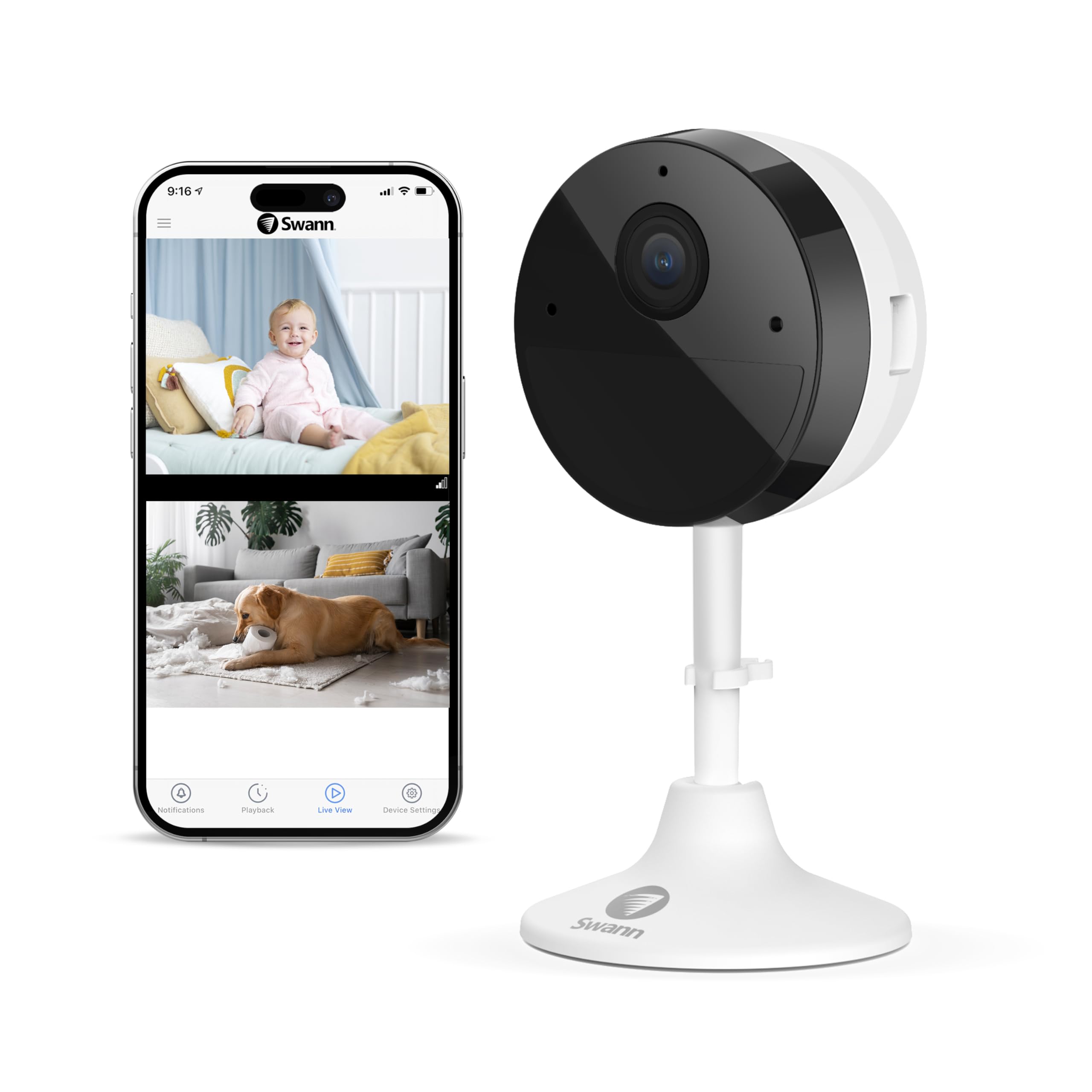 Amazon.com: Swann Wi-Fi Baby Monitor Security Camera, 2K Quad HD ...