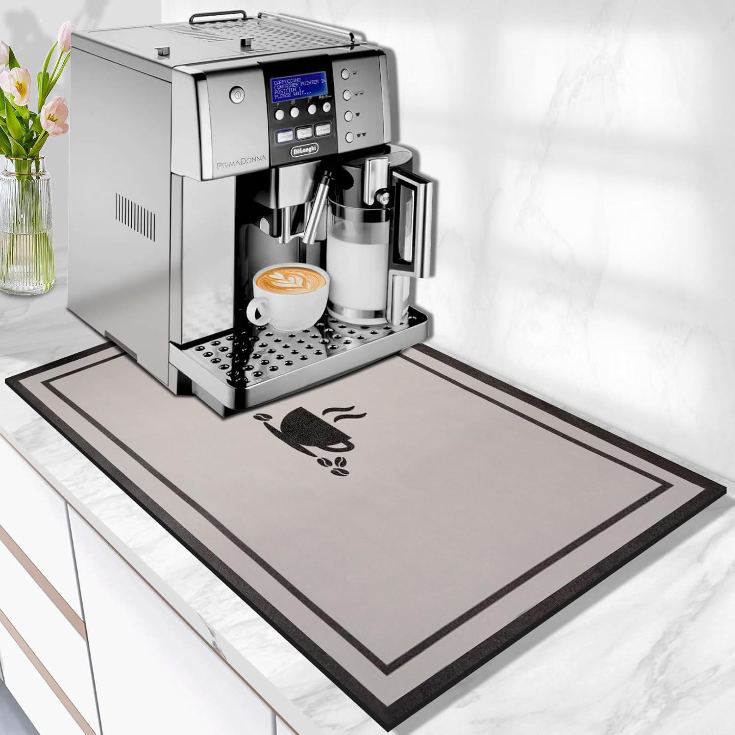 Amazon.com: XAVQUY Coffee Mat Super Absorbent Coffee Bar Mat Hide Stain ...