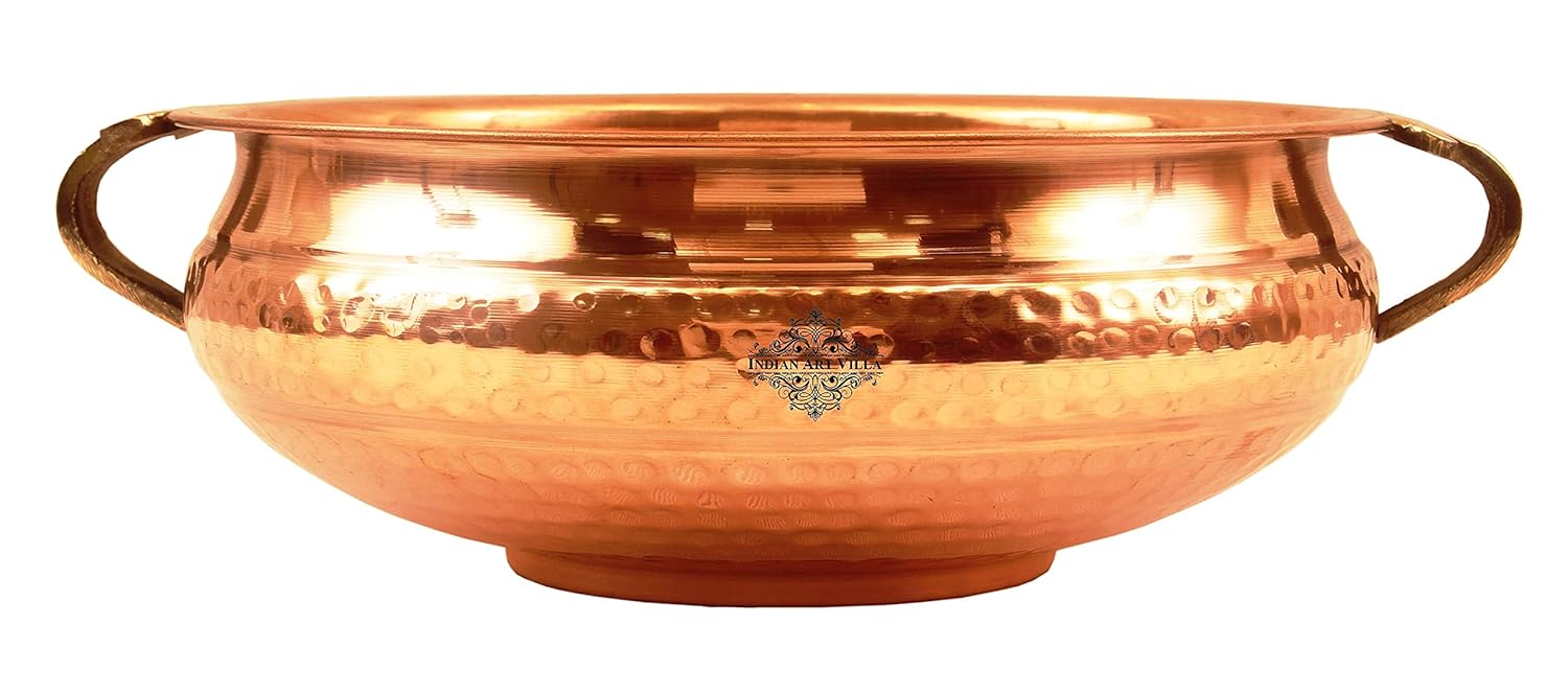 Buy INDIAN ART VILLA Pure Copper Hammered Design Urli Decorative Bowl ...