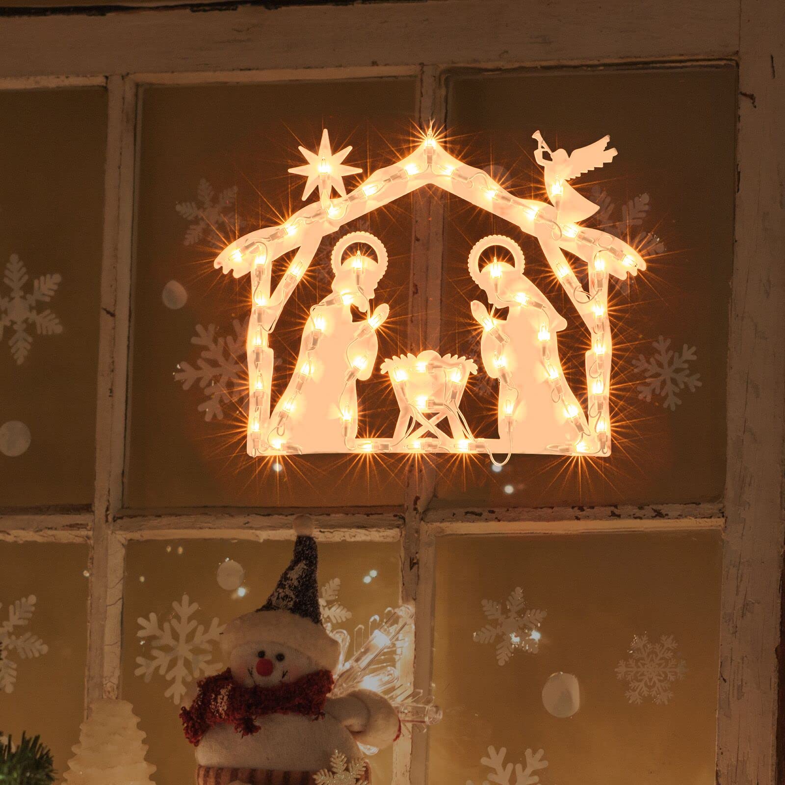 Snapklik.com : LAMPHOME Lighted Nativity Christmas Window Decoration ...