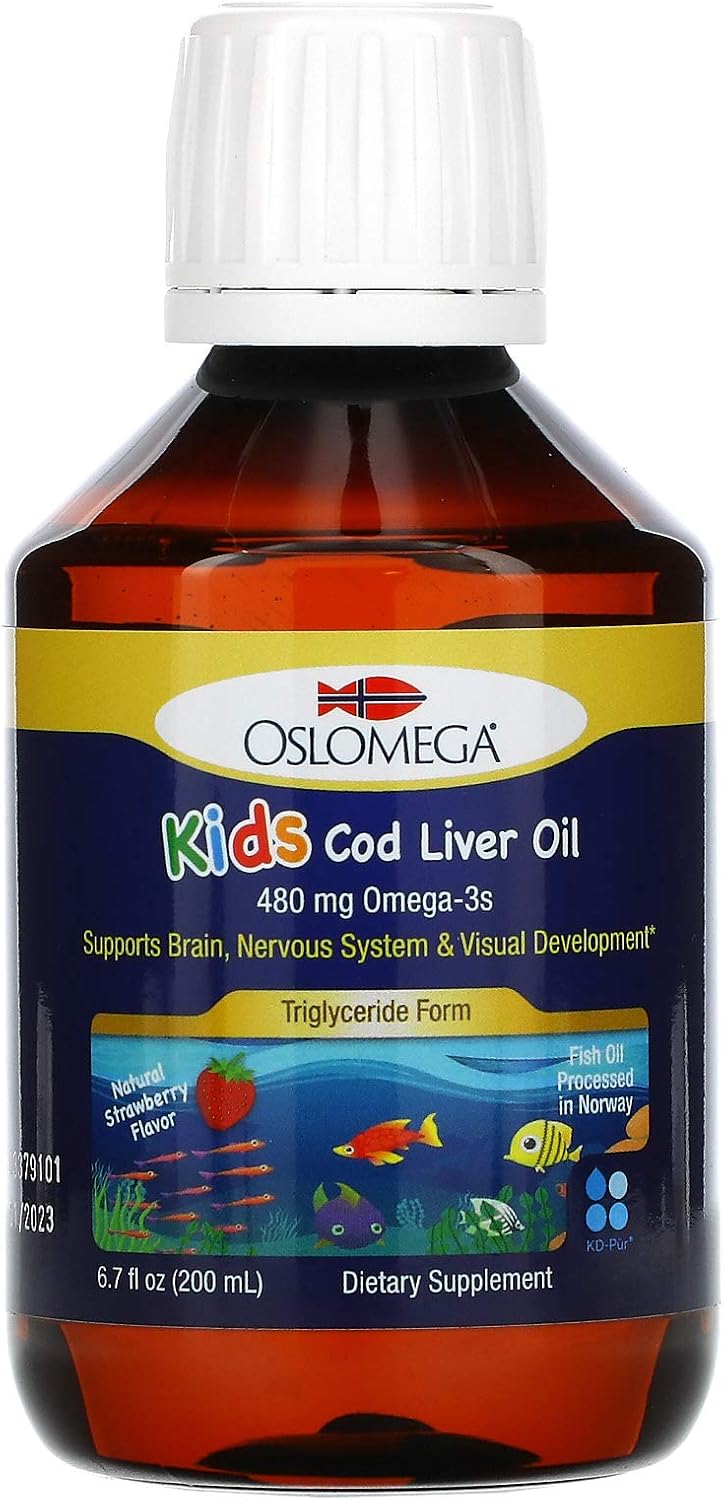 Amazon.com: Kids Cod Liver Oil, 480 mg Omega-3, Natural Strawberry ...
