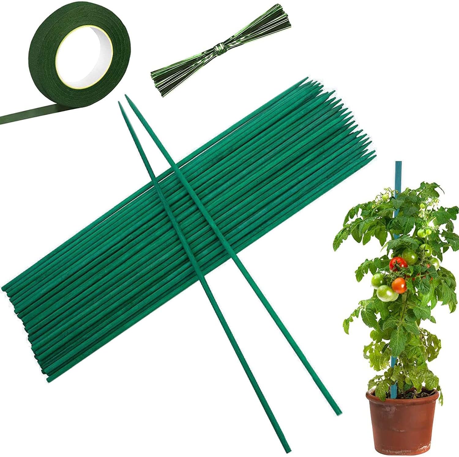 Suxgumoe Plant Support Sticks, 45pcs 40cm Reusable Bamboo Plants ...