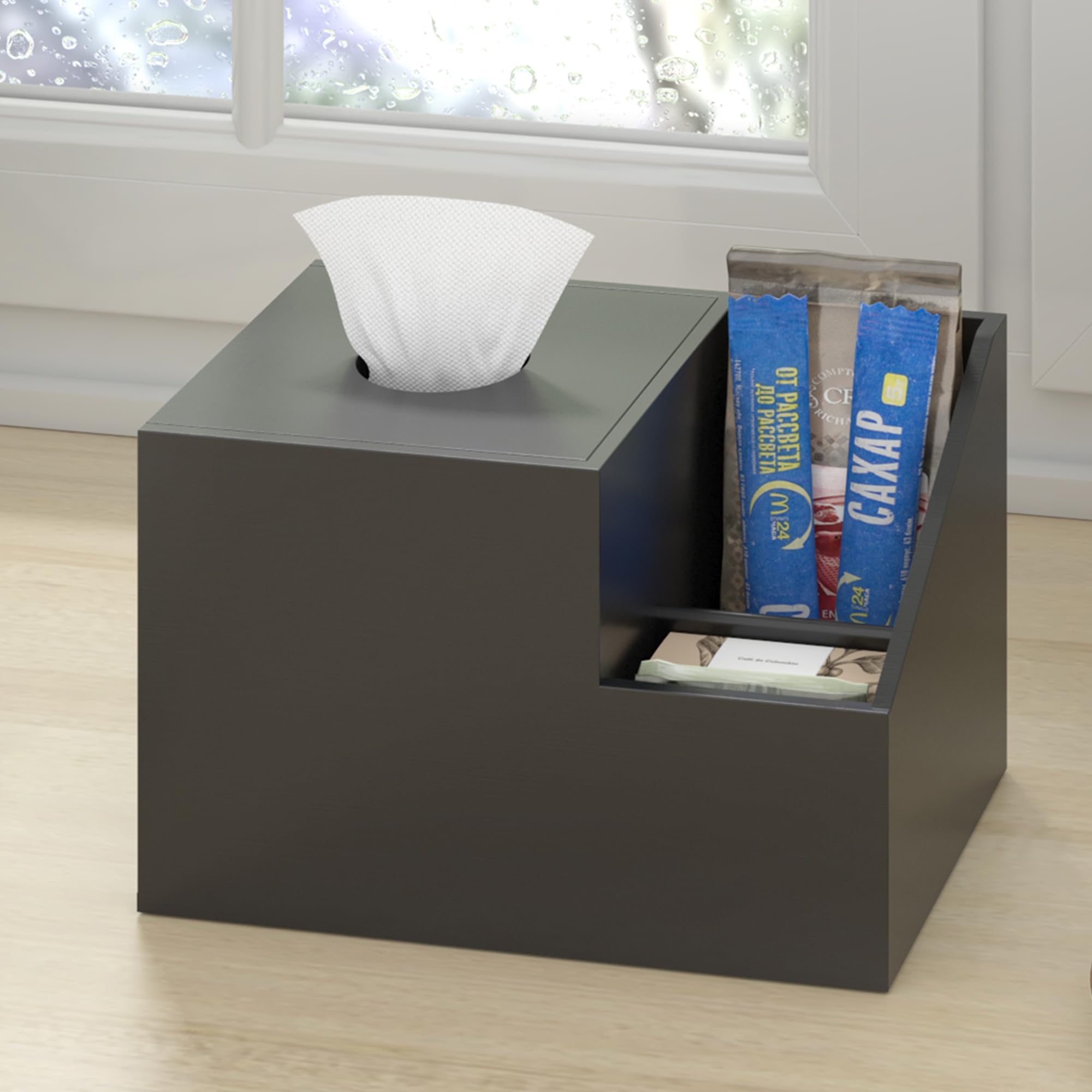 Tissue Box Cover Holder- Bamboo Square Multifunction Nightstand ...