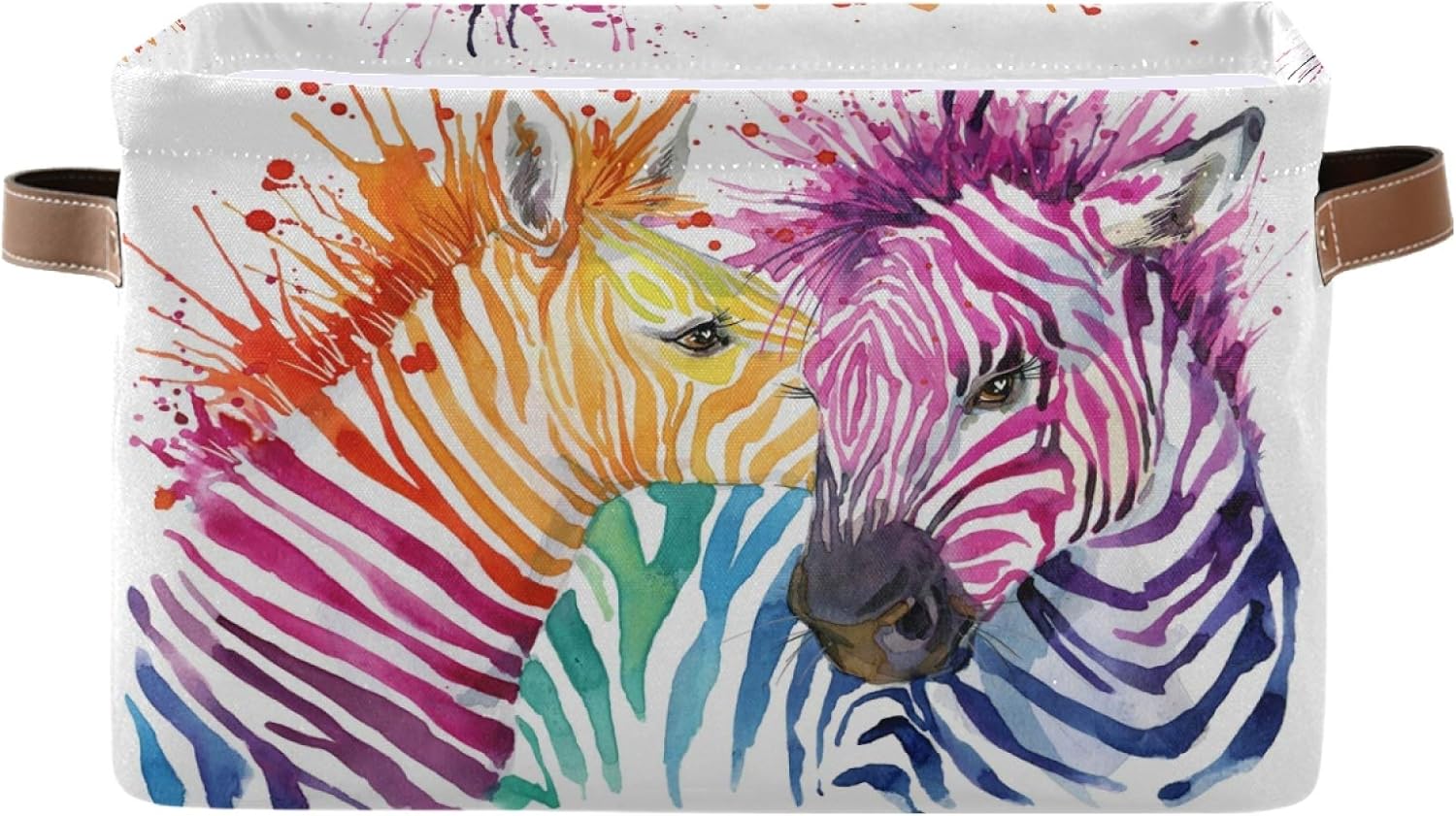 Amazon.com - Watercolor Animal Zebra Print Storage Basket Large ...