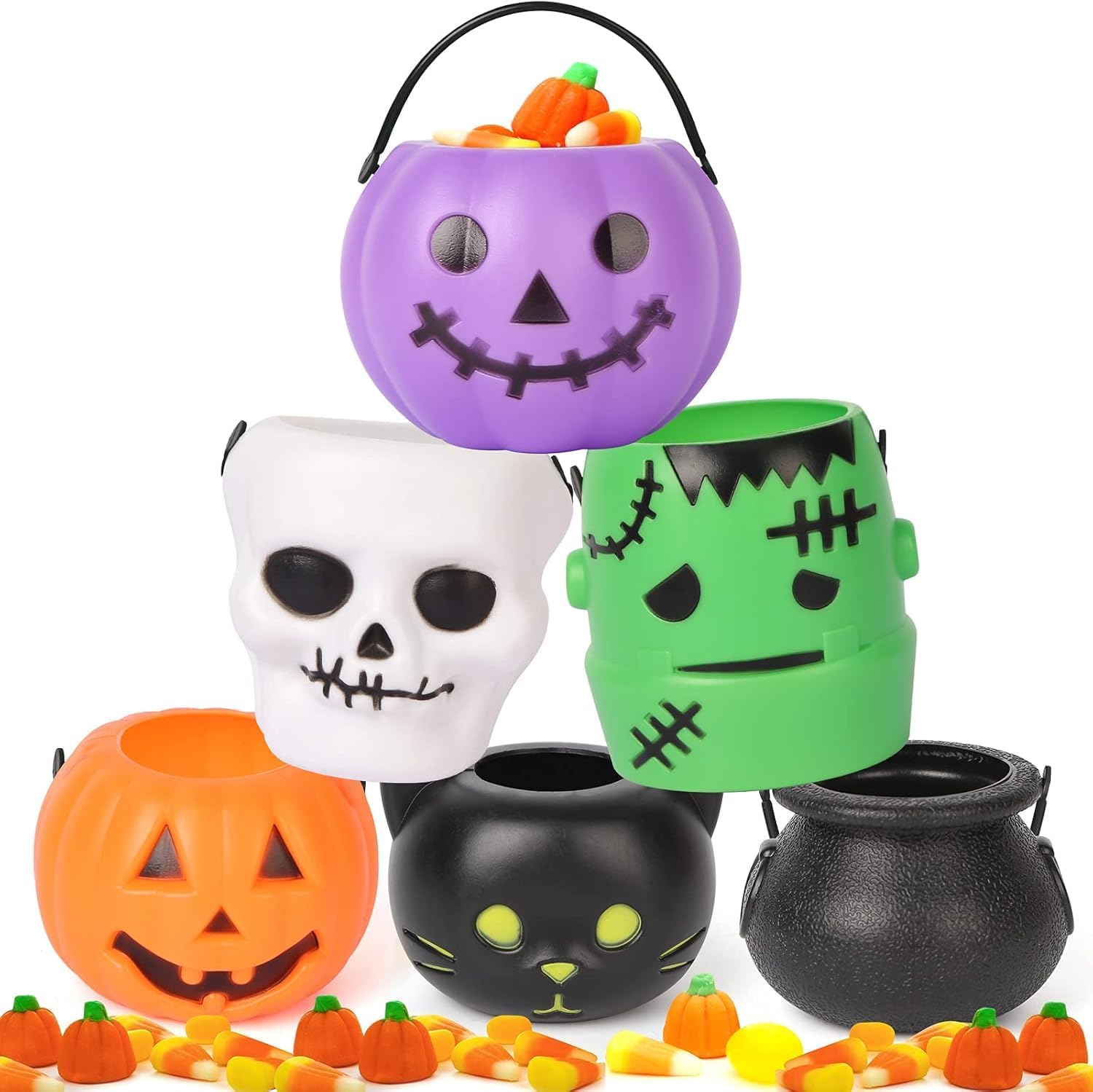 Amazon.com | MCPINKY Small Halloween Candy Buckets, 12PCS Mini Portable ...