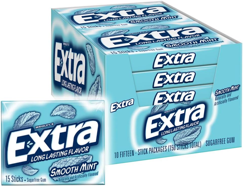 Amazon.com : Extra Gum Peppermint Chewing Gum, 15 Pieces (Pack of 10 ...