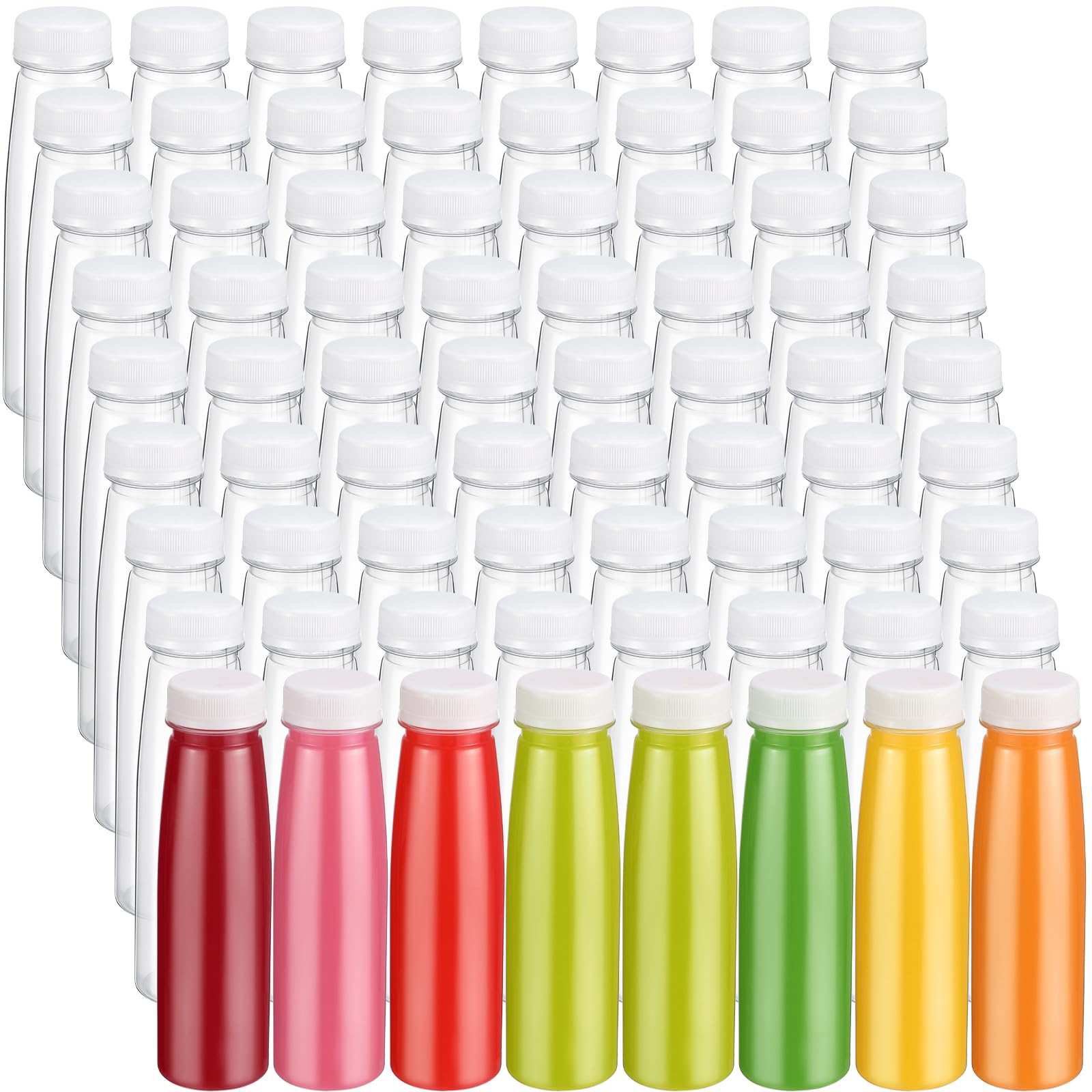 100 Pcs Plastic Juice Bottles with Caps Clear Reusable Drink Containers ...