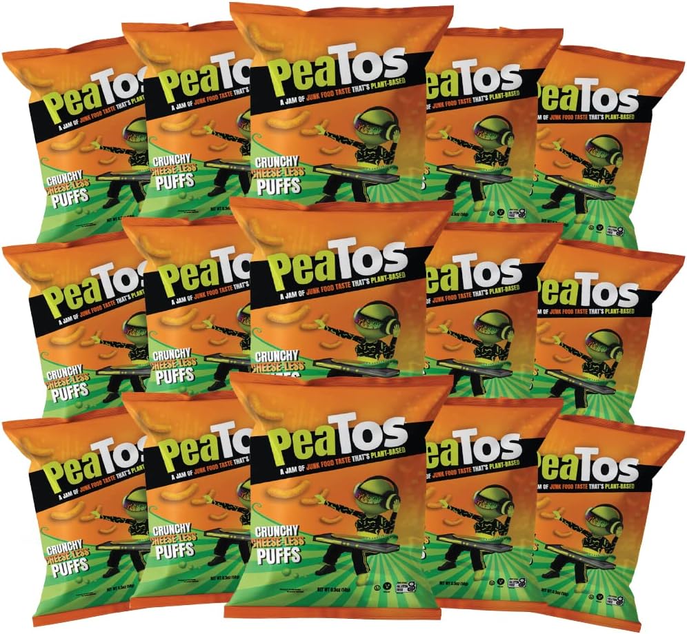 Amazon.com: PeaTos Crunchy Cheese-Less Puffs, 0.5 Oz. Bags (15 Pack ...