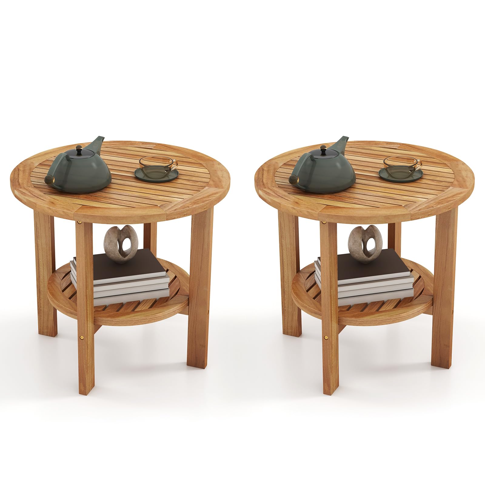 Amazon.com: Giantex Teak Wood Outdoor Side Table - 19.5" Small Patio ...