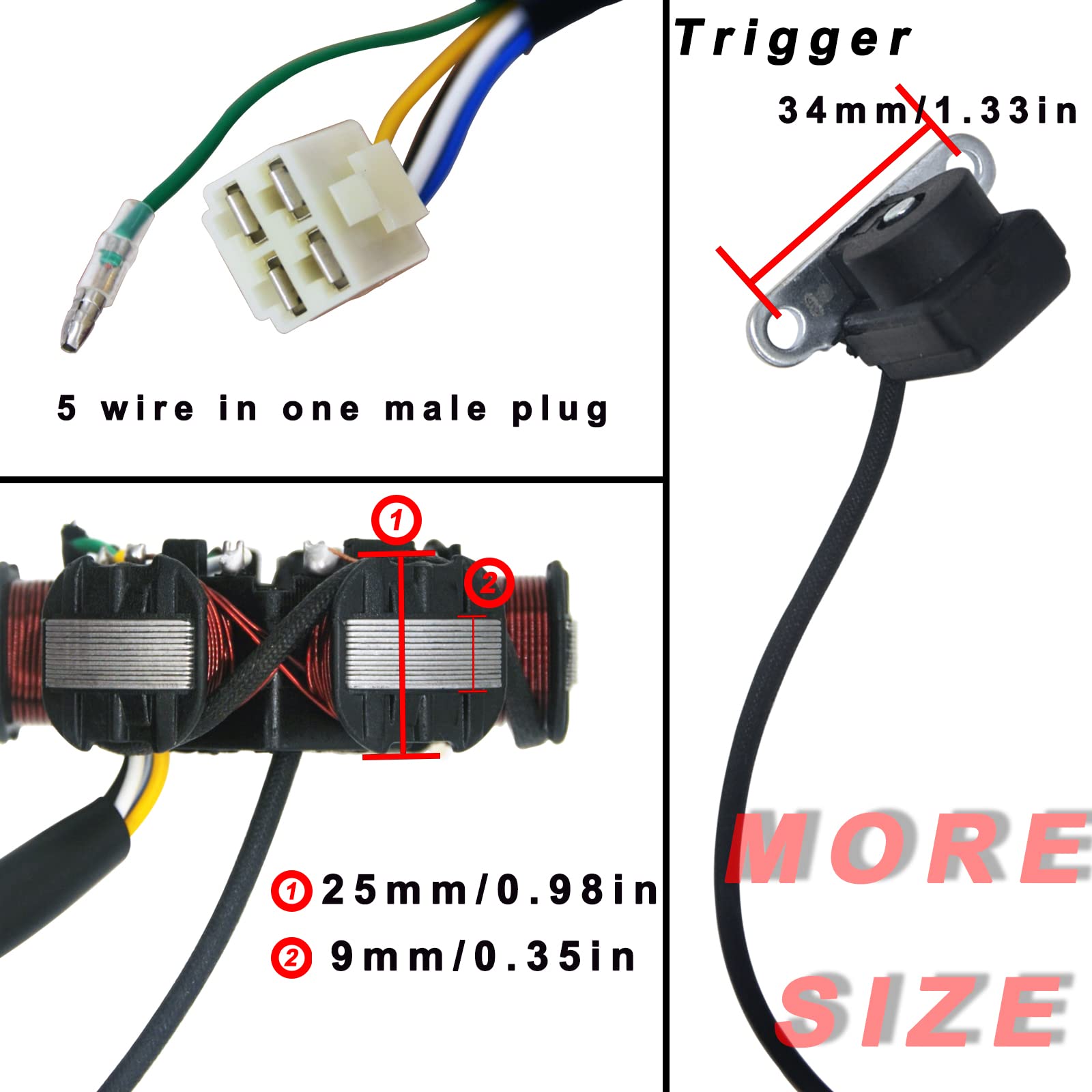 Snapklik.com : Magneto Stator Coil 5 Wire AC 6 Pole Ignition Stator ...