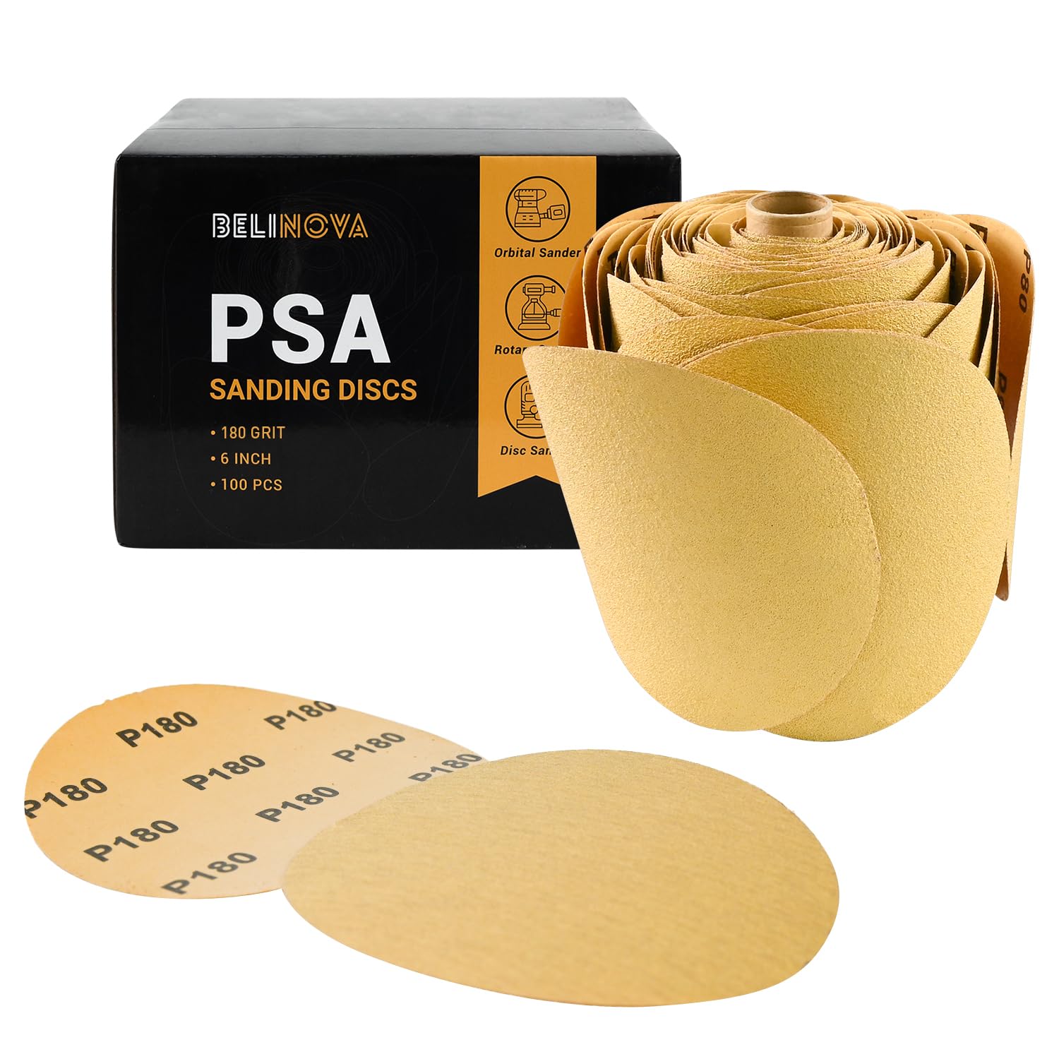 Snapklik.com : BELINOVA 100PCS 6 Inch PSA Sanding Discs 180 Grit Self ...