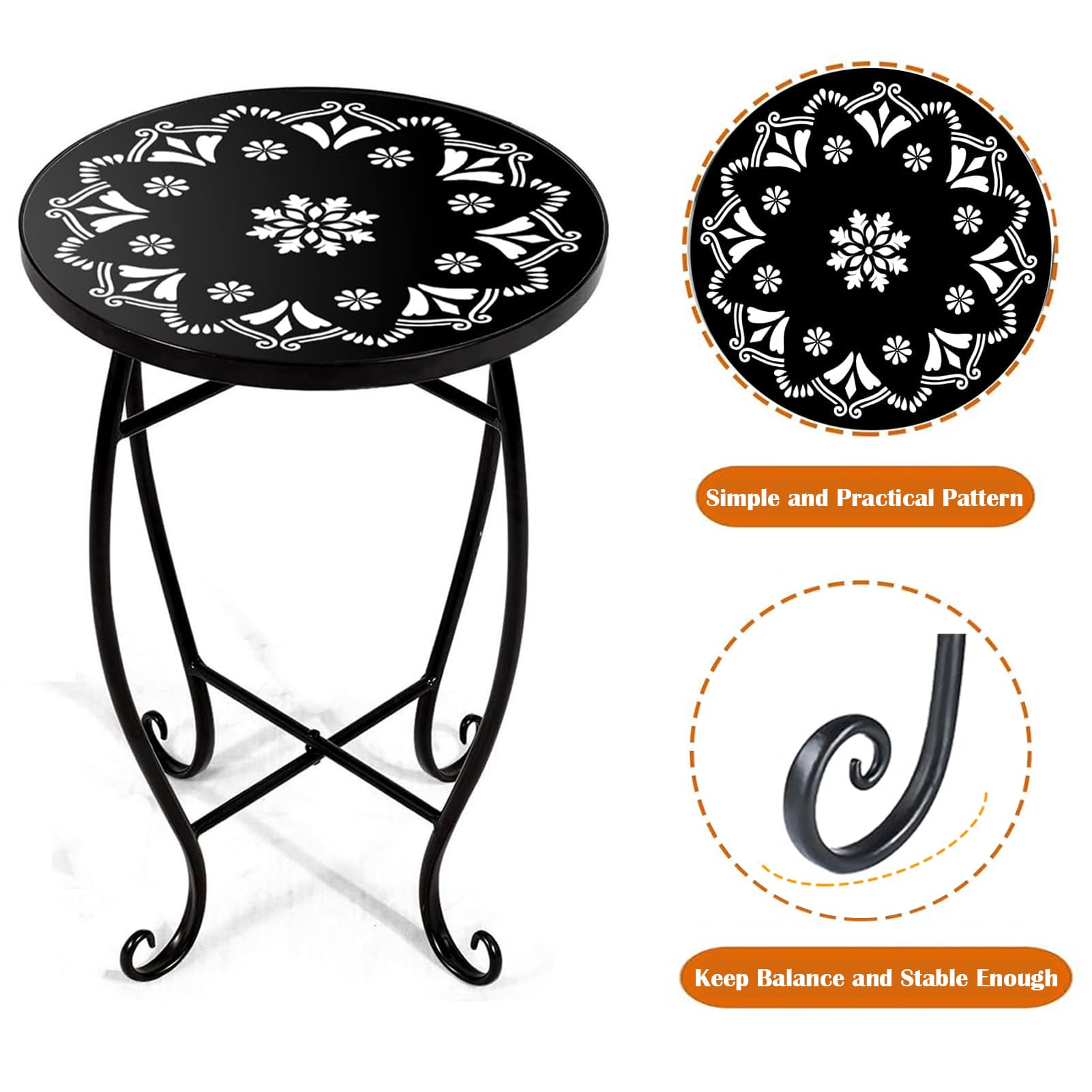 Snapklik.com : 25 Inch Heigh Metal Side Table, Anti-Rust And Waterproof ...