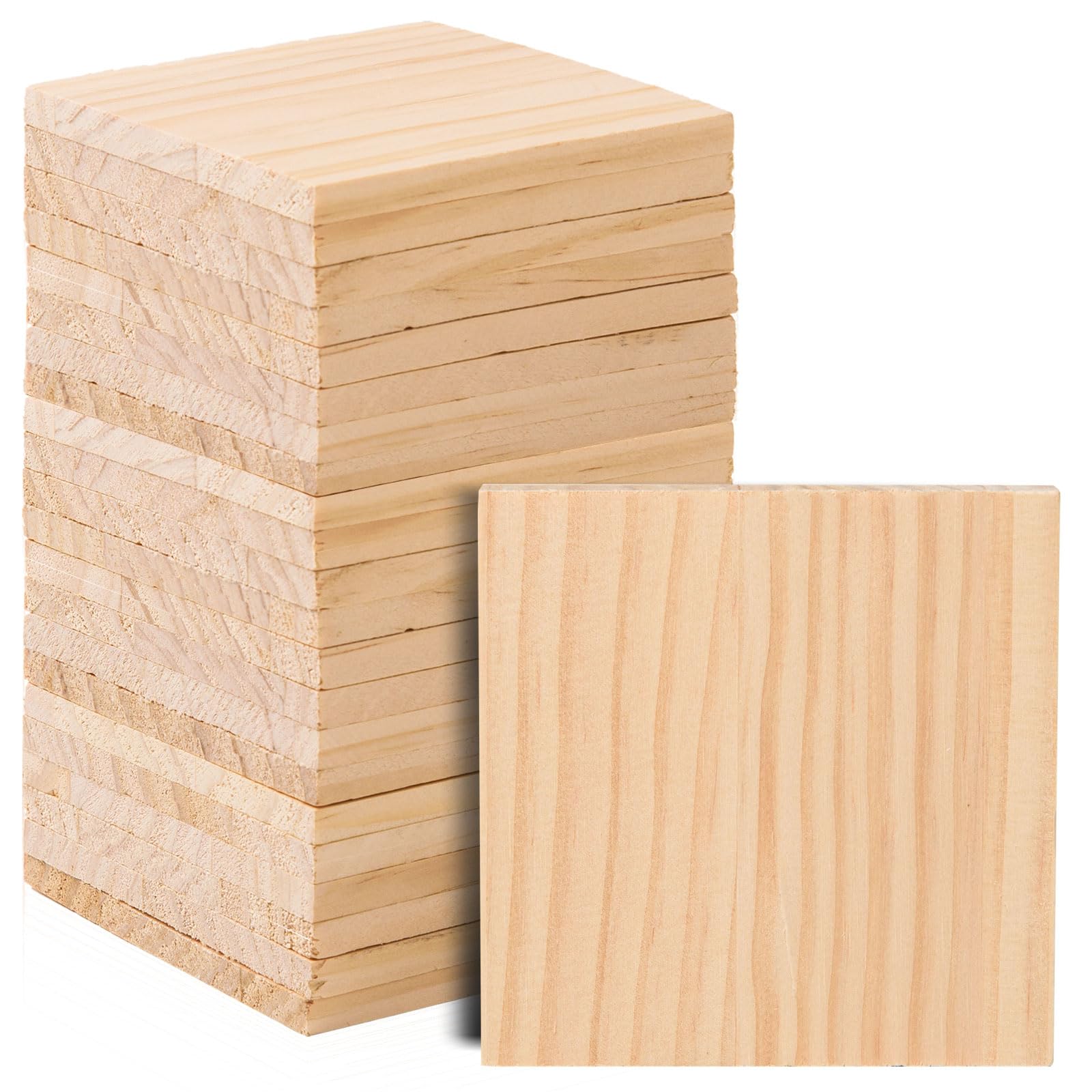 Snapklik.com : AWIZOM 36 Pcs Unfinished Wood Squares Cutouts 2x2 Inch ...